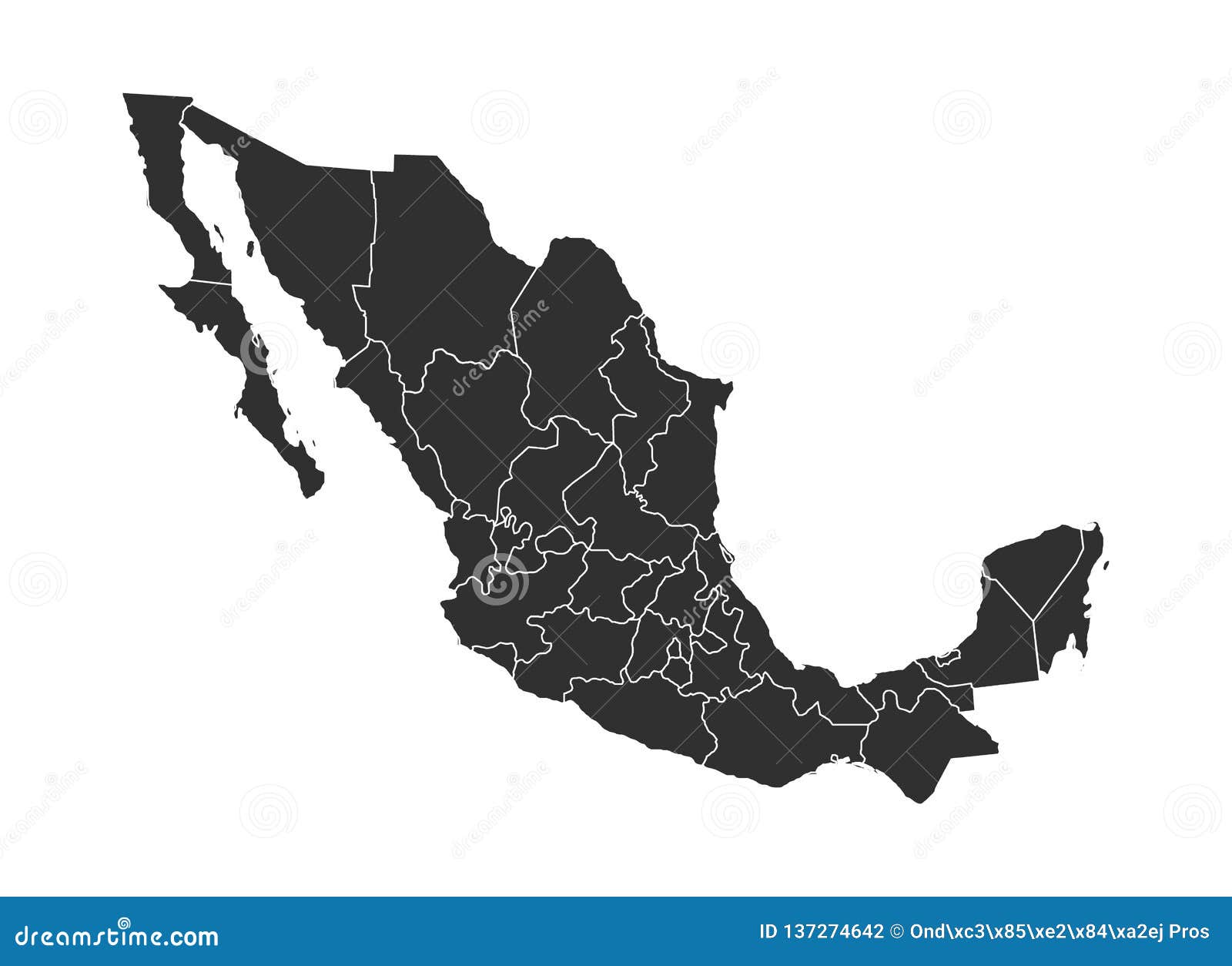 Mexico Vector Map Icon for Atlas on White Background Stock Vector ...
