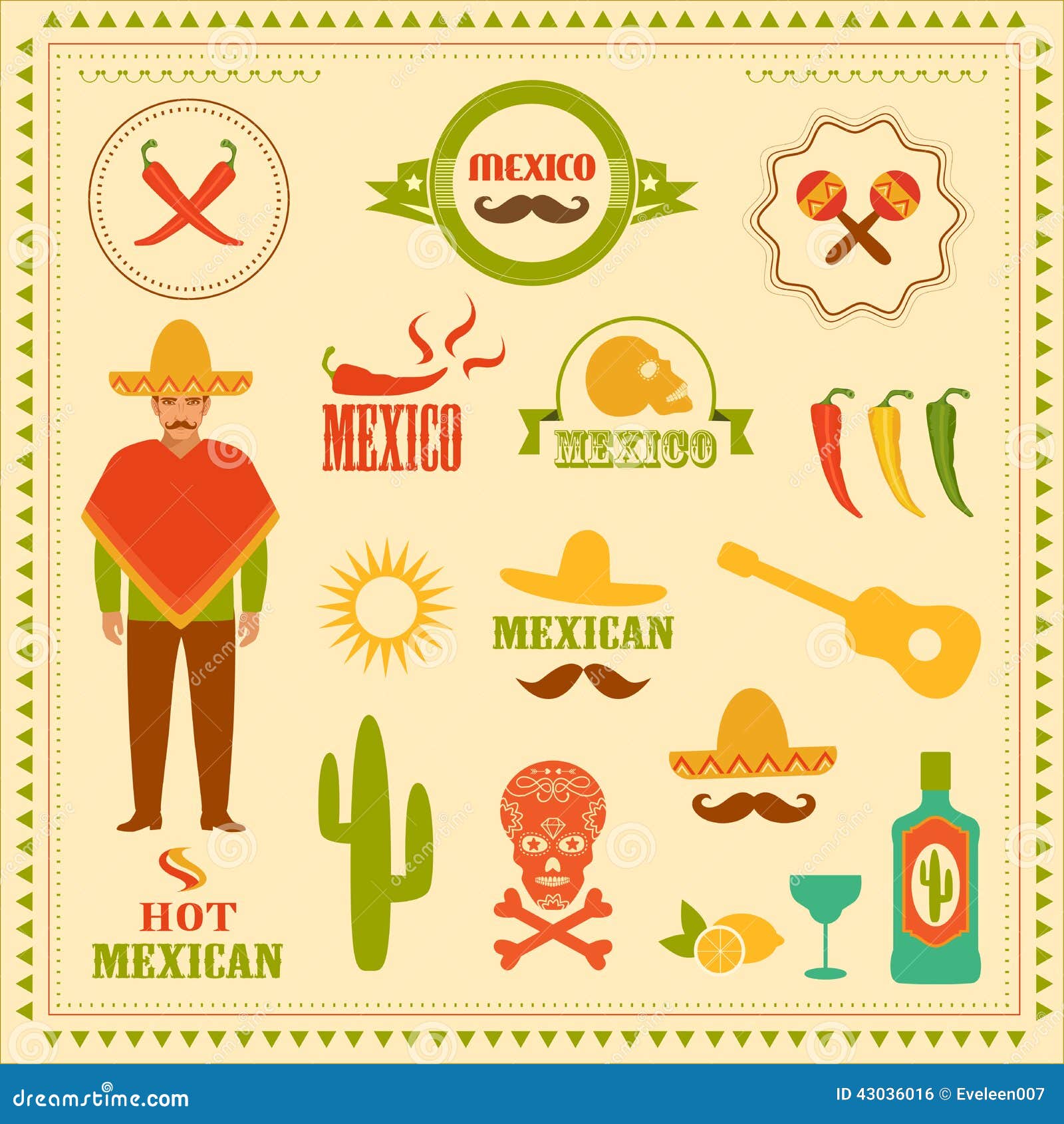 Icons Of Mexico Cartoon Vector | CartoonDealer.com #55188211