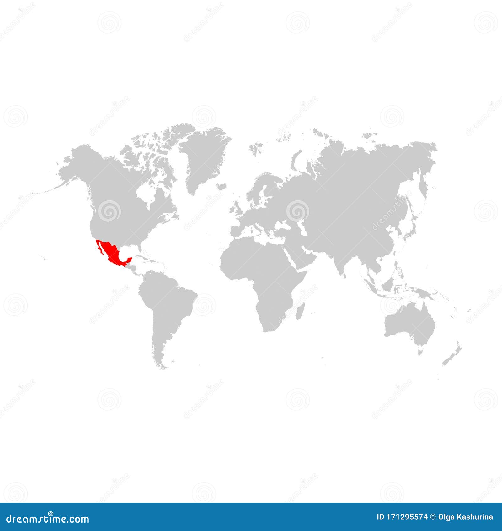 Mexico on world map stock illustration. Illustration of nation - 171295574