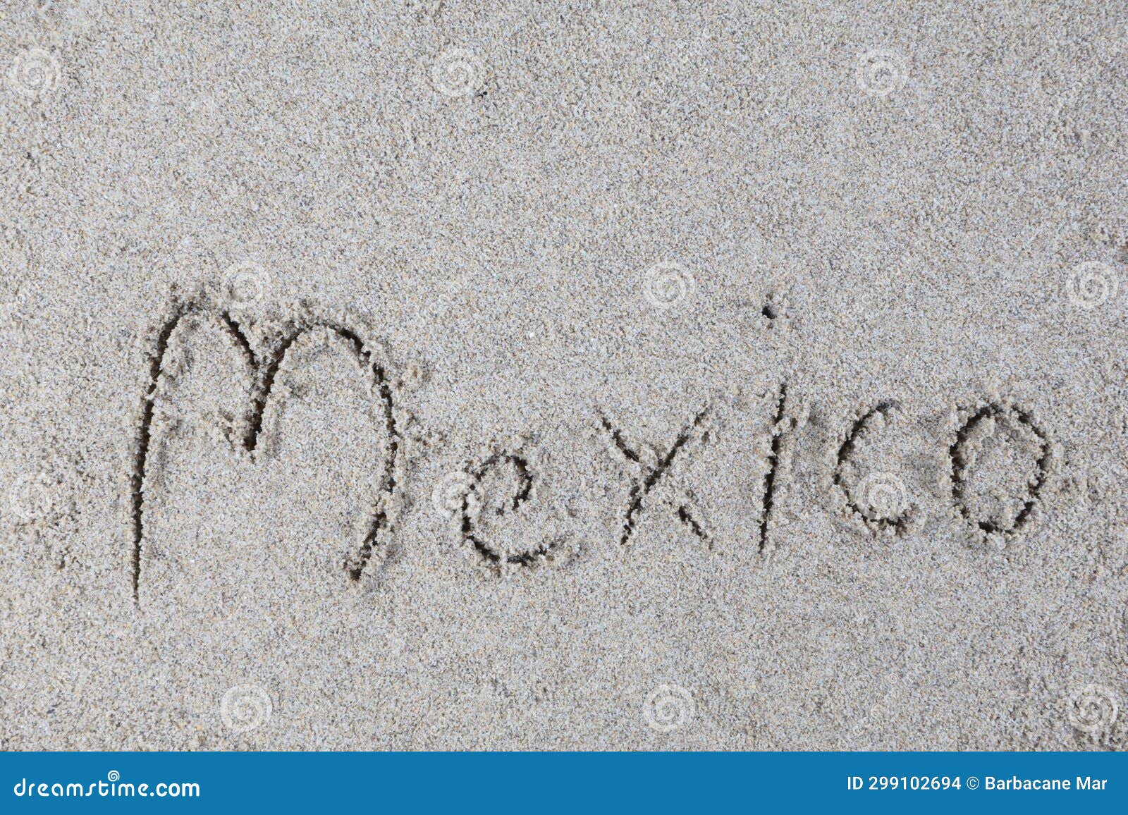 Mexico writing in the sand stock photo. Image of sign - 299102694
