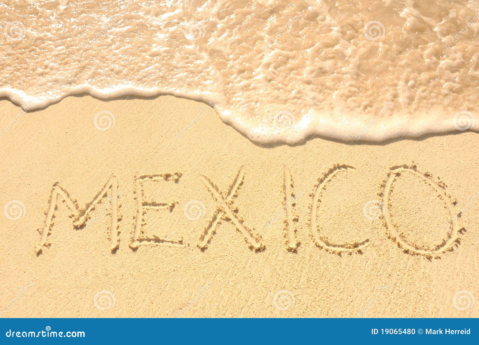 Mexico Written in Sand on Beach Stock Photo - Image of horizontal ...