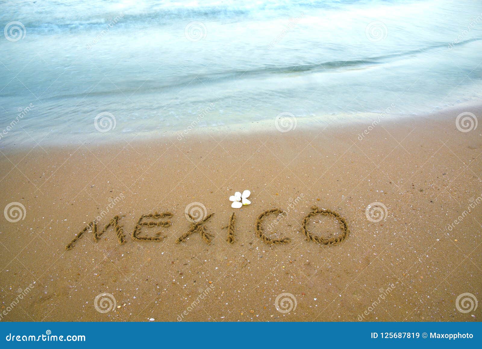 Mexico Written on the Sand on the Beach. Stock Image - Image of ...