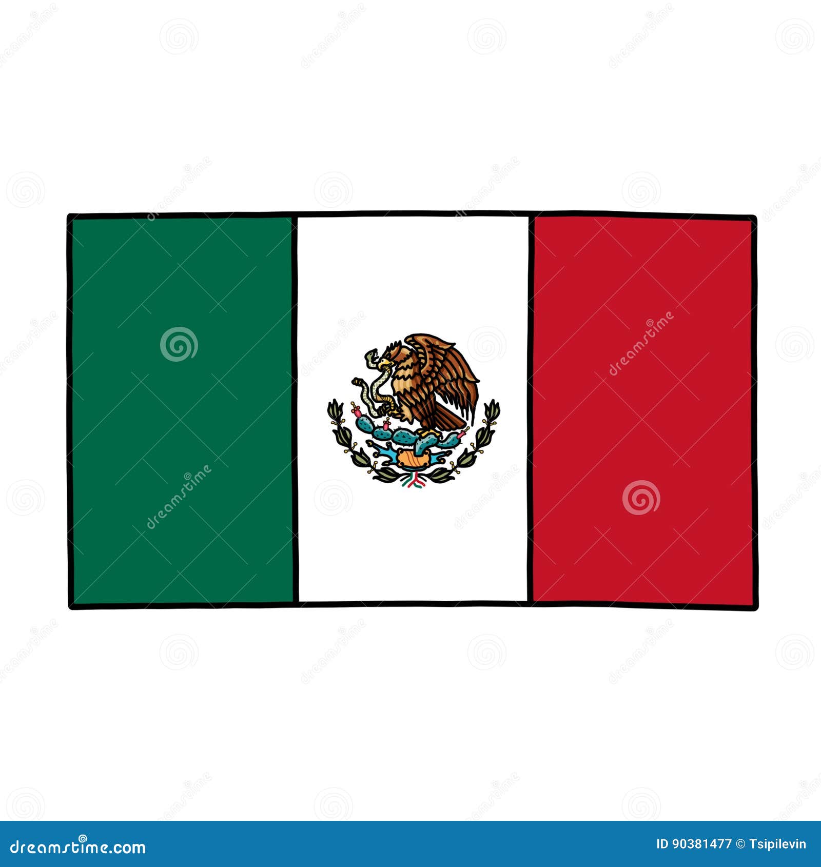 Mexiko-Flaggenillustration stock abbildung. Illustration von zustand ...