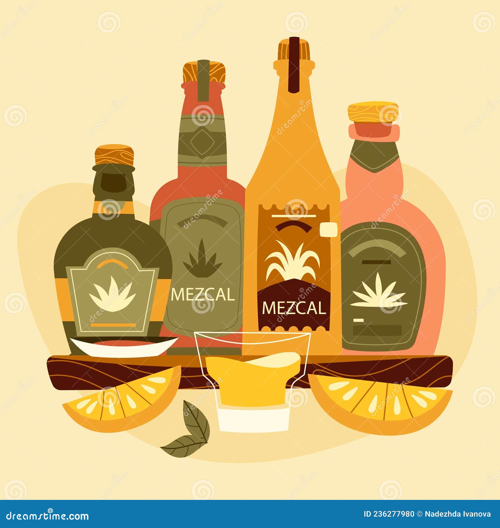 Mezcal Illustration in Hand Drawn Style Vector Illustration. Stock ...