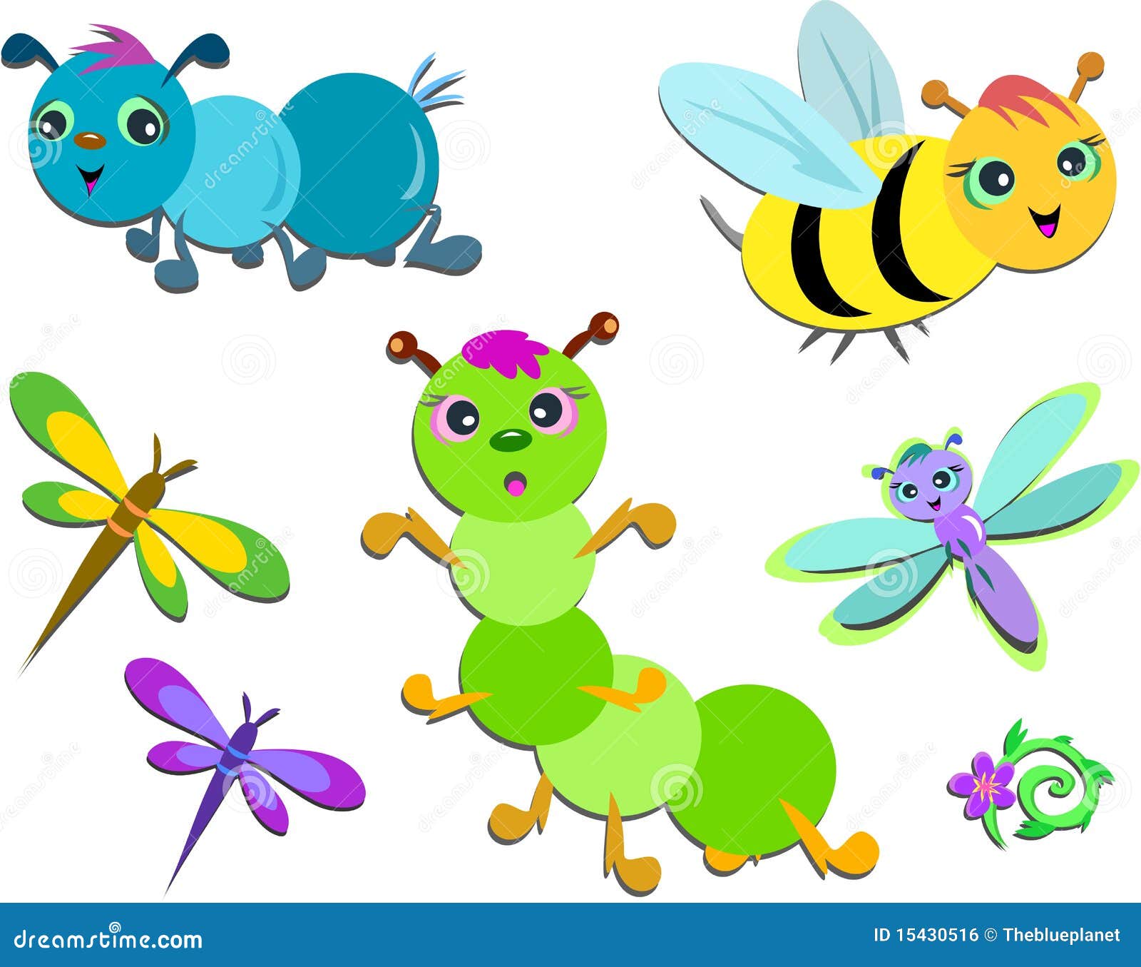 Mezcla de insectos lindos ilustración del vector. Ilustración de abeja ...