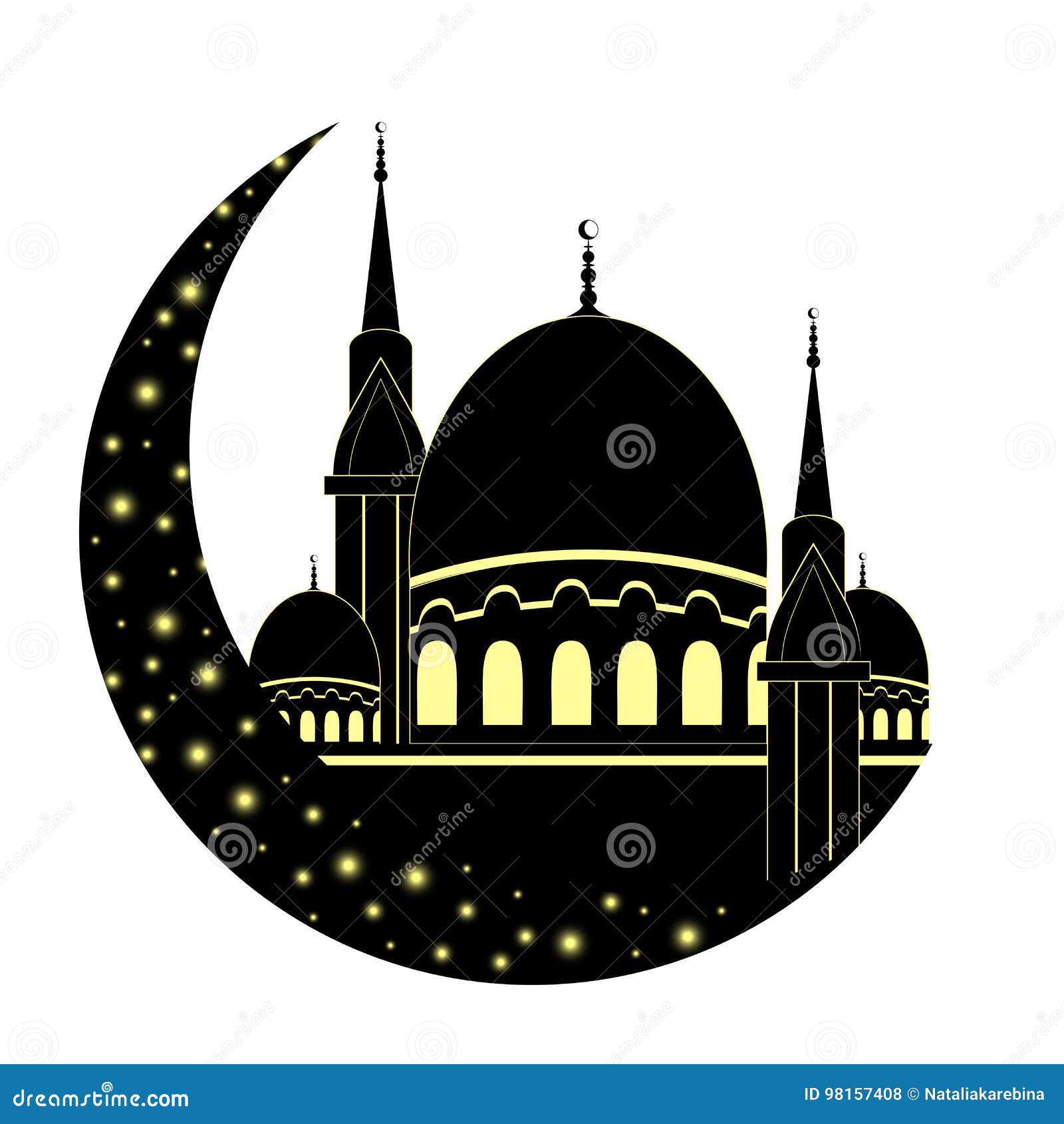 Mezquita Y Luna Para El Mes Santo Musulmán Ramadan Kareem Ramadan Mu