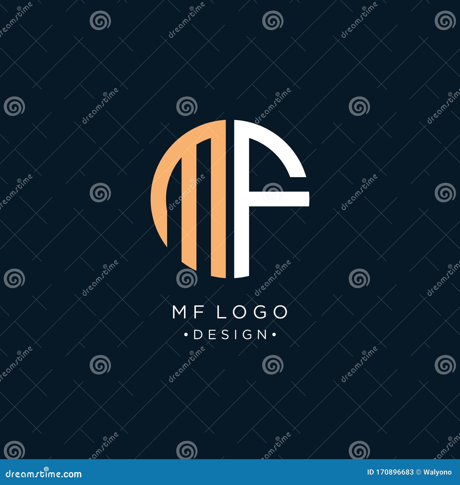 MF Circle Initials Letter Logo Design with Sans Serif Font Vector ...