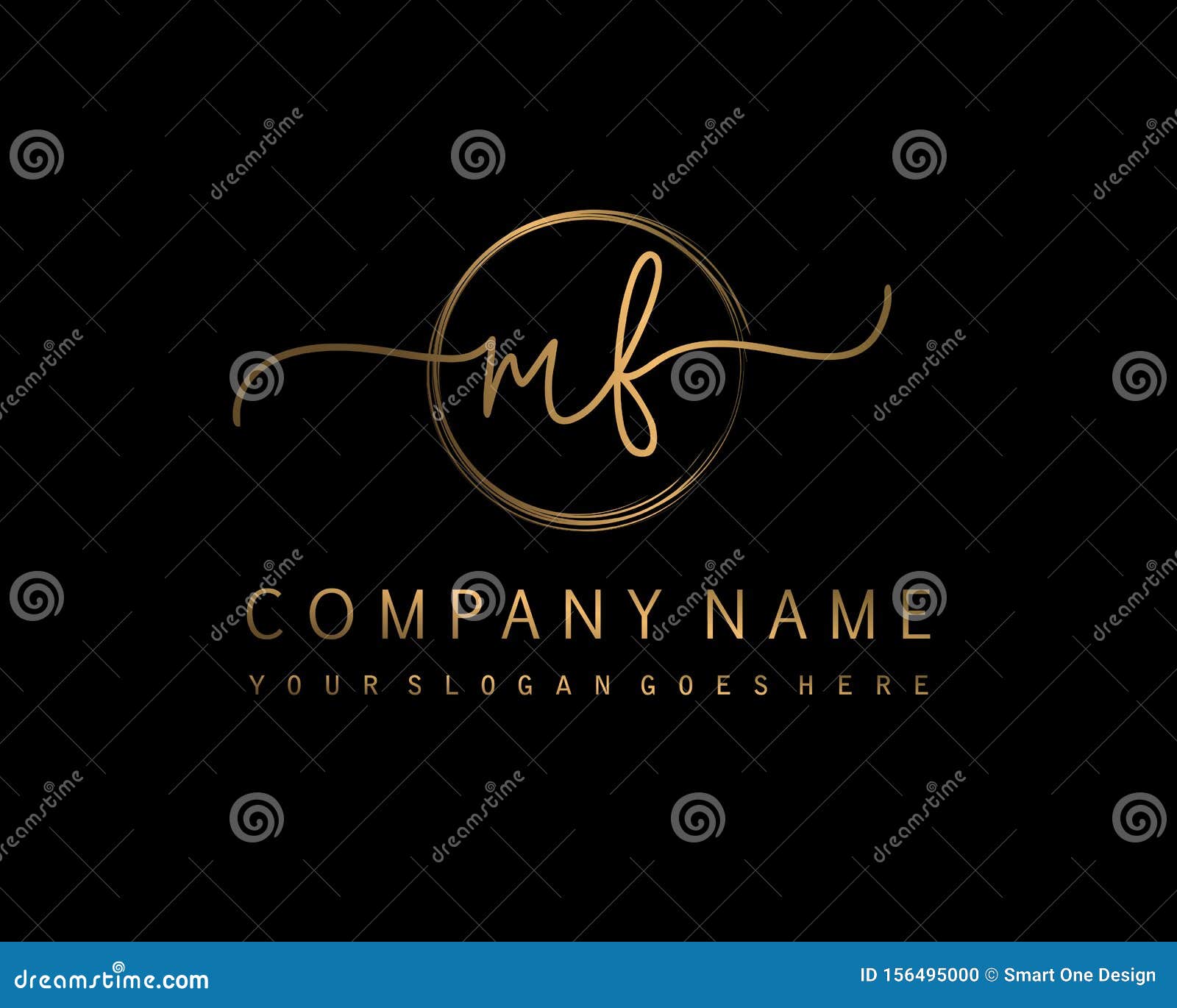 MF Initial Handwriting Logo Circle Hand Drawn Template Vector Stock ...