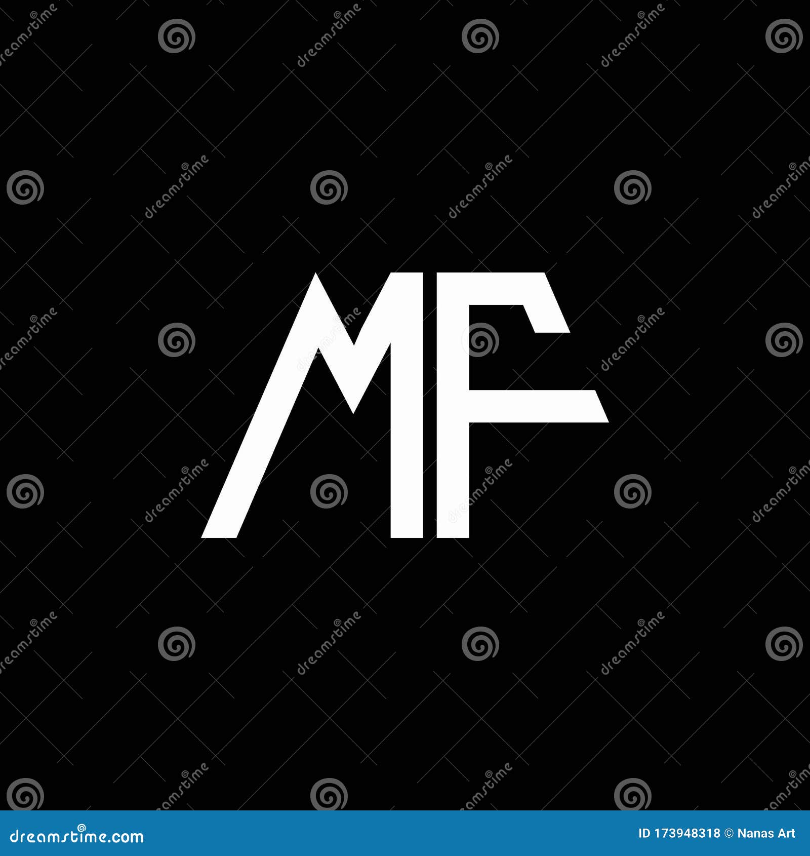 MF Logo Abstract Monogram Isolated on Black Background Stock Vector ...