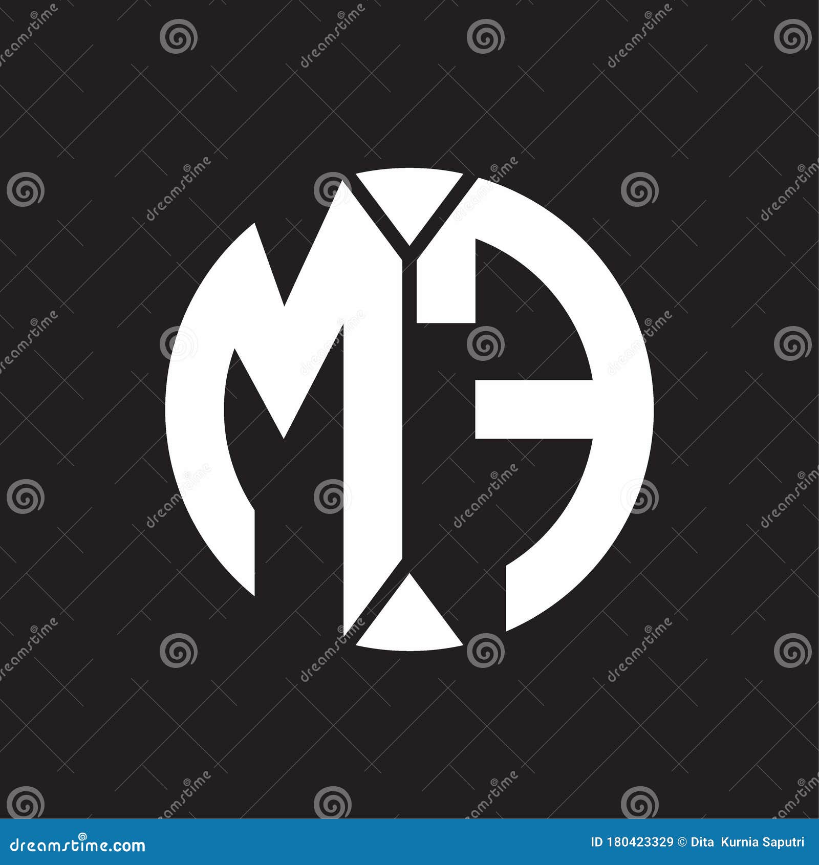 MF Logo Monogram with Piece Circle Ribbon Style Stock Illustration ...