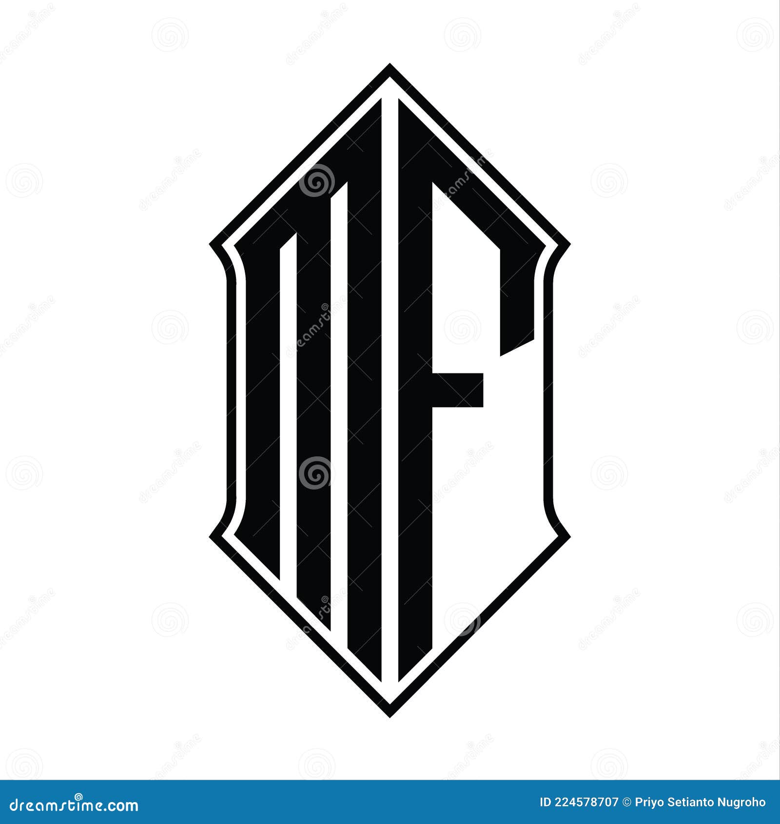 MF Logo Monogram with Shieldshape and Outline Design Template Vector ...