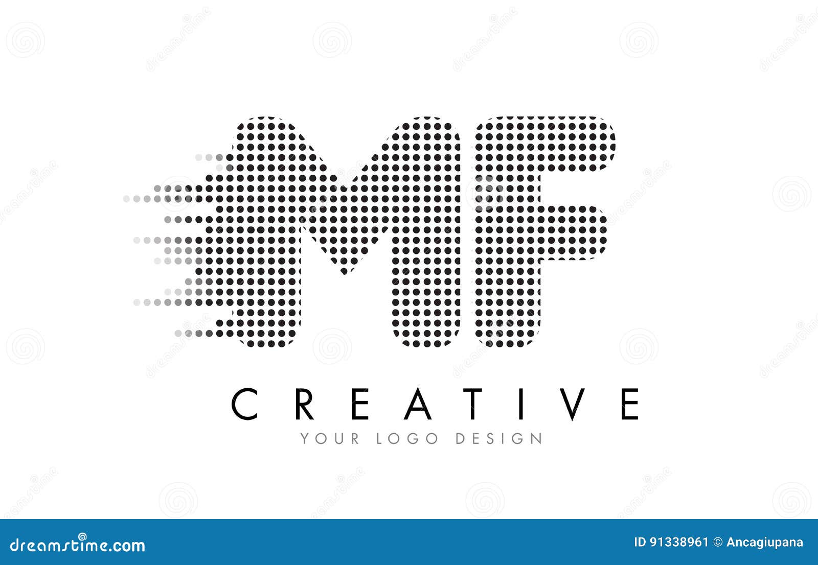 MF M F Letter Logo with Black Dots and Trails. Stock Vector ...
