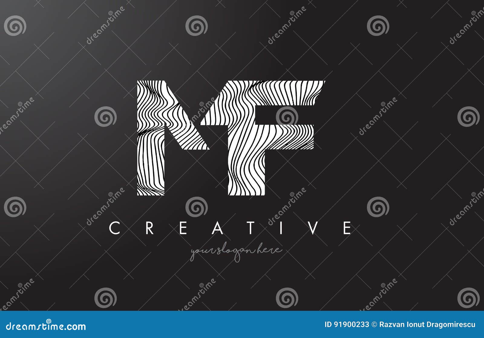 MF M F Letter Logo with Zebra Lines Texture Design Vector. Stock Vector ...