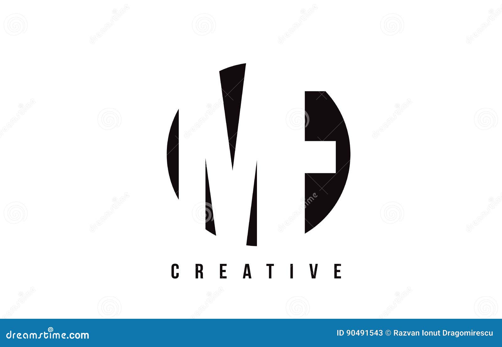 MF M F White Letter Logo Design with Circle Background. Stock Vector ...