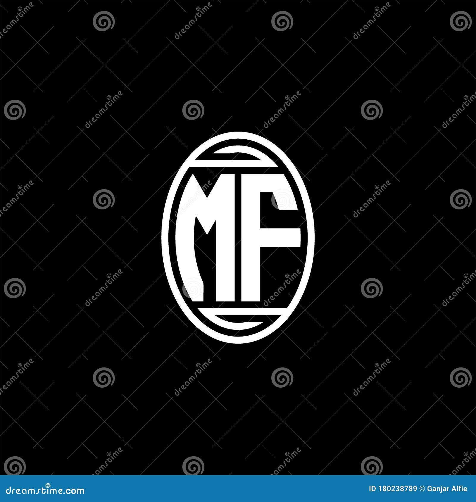 MF Monogram Logo Isolated on Oval Rotate Shape Stock Vector ...