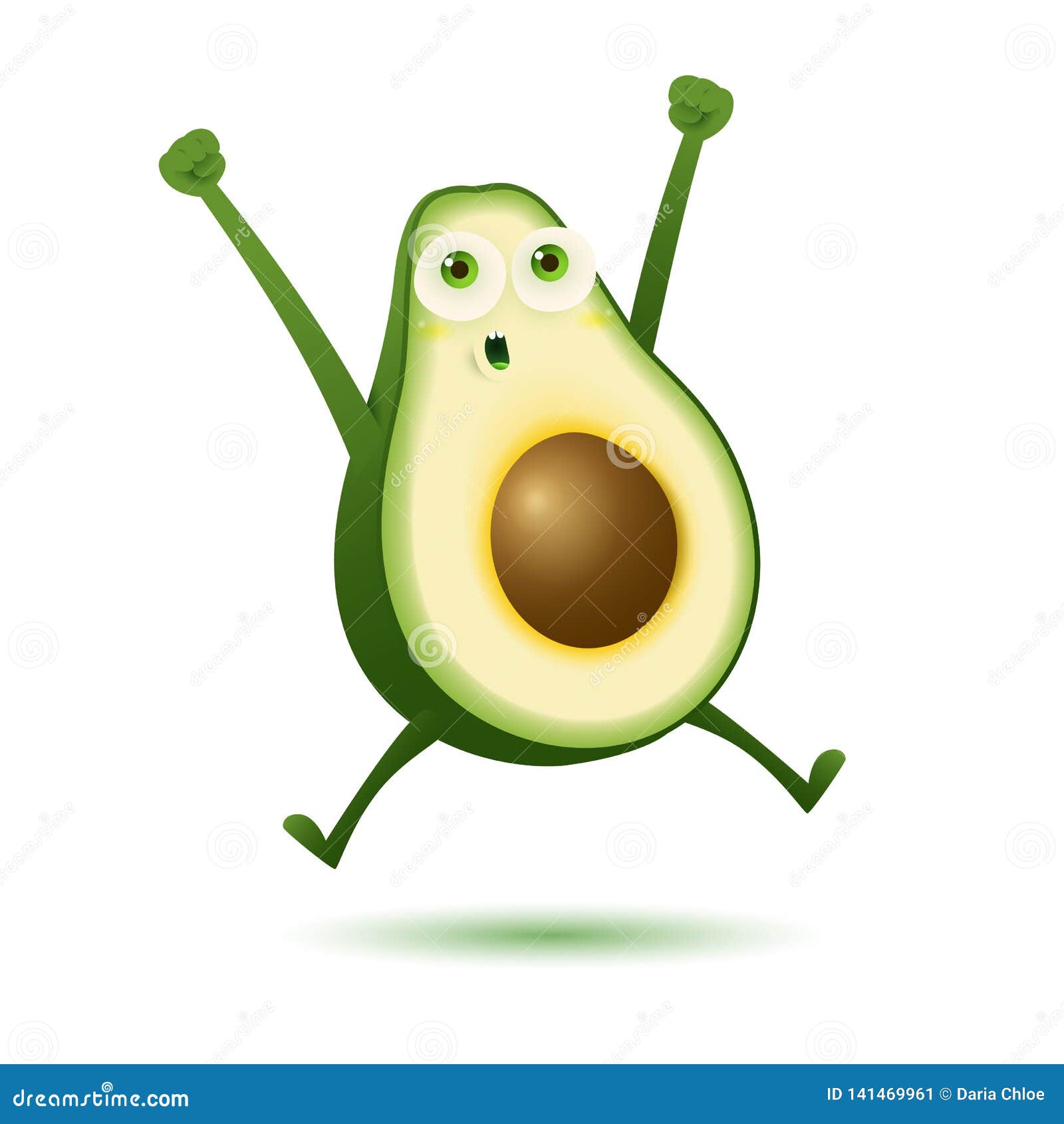 Jumping Funny Avocado Fruit Character Stock Illustration - Illustration ...