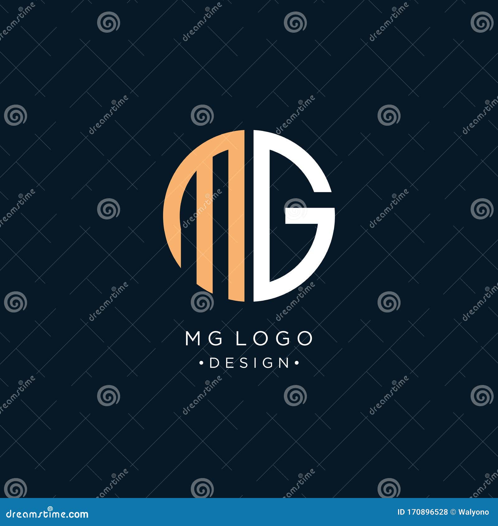MG Circle Initials Letter Logo Design with Sans Serif Font Vector ...