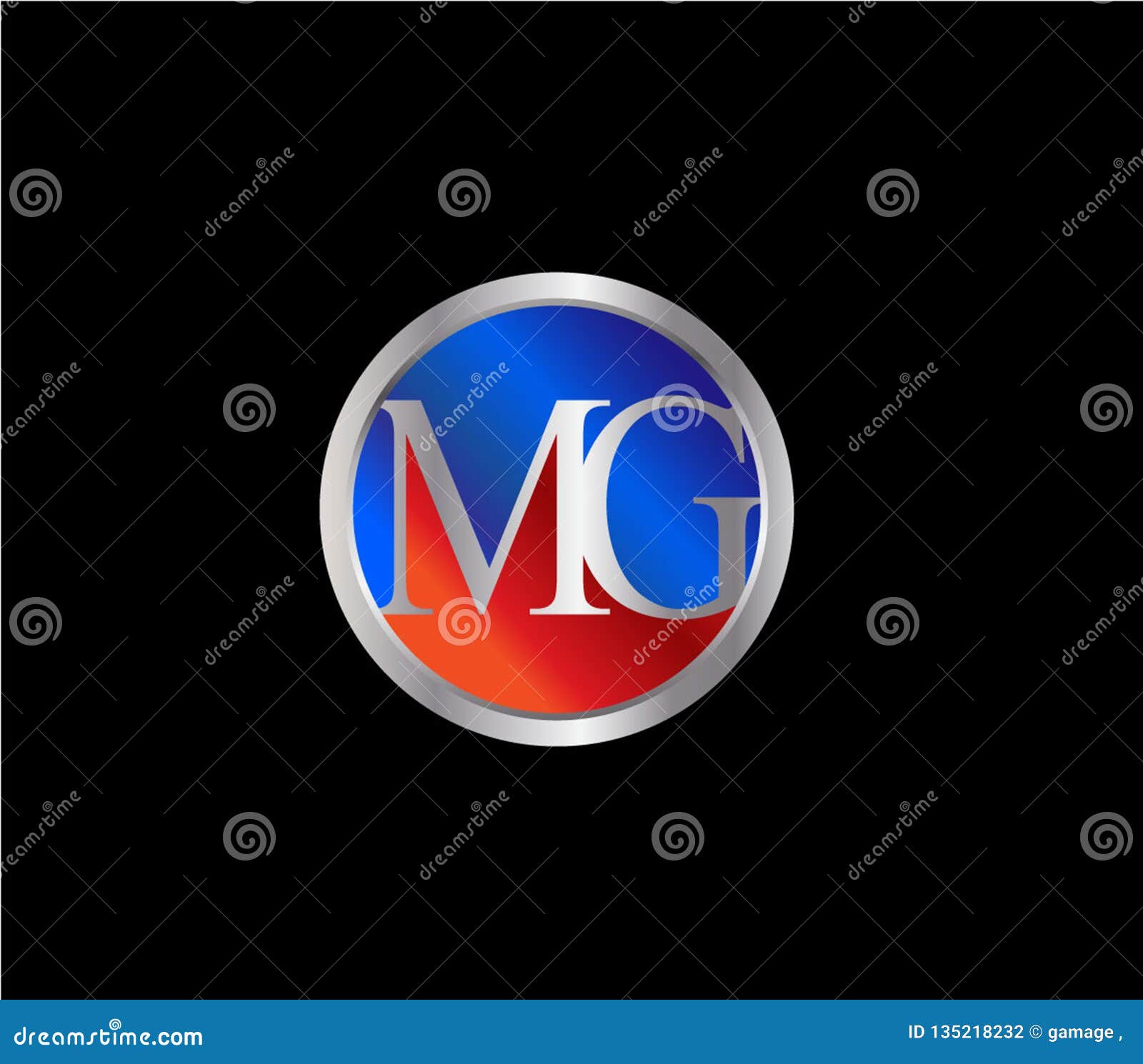 MG Initial Circle Shape Red Blue Silver Color Later Logo Design Stock ...