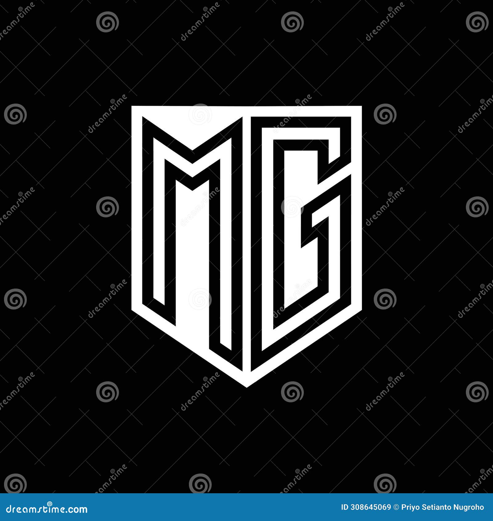 MG Logo Monogram Shield Geometric Black Line Inside White Shield Color ...