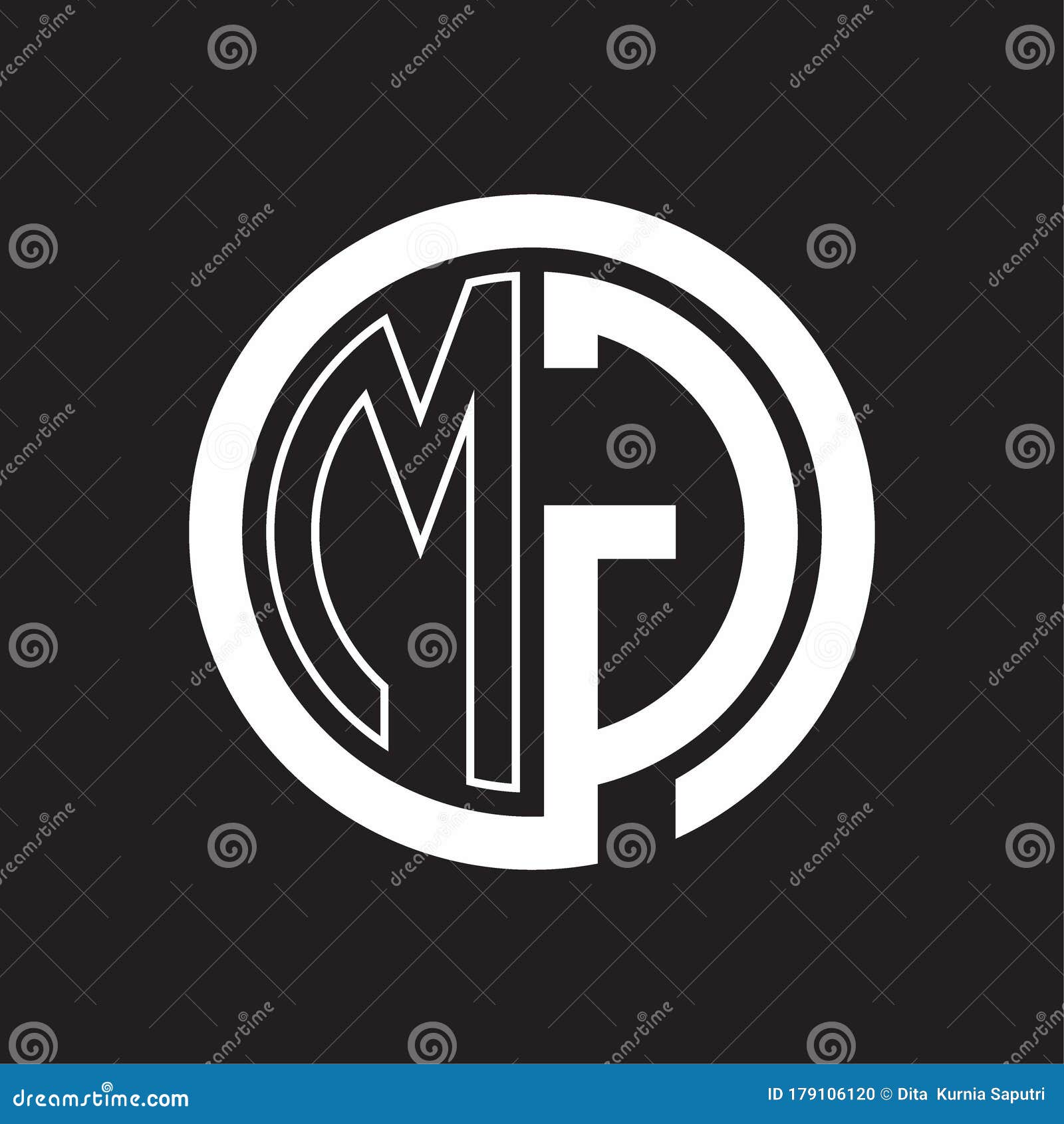 MG Logo with Circle Rounded Negative Space Design Template Stock ...