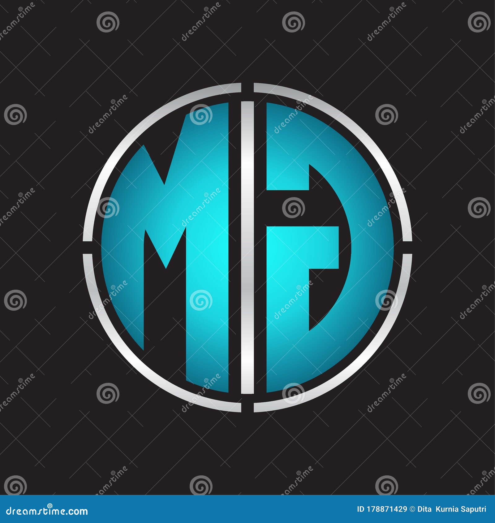 MG Logo Initial with Circle Line Cut Design Template on Blue Colors ...