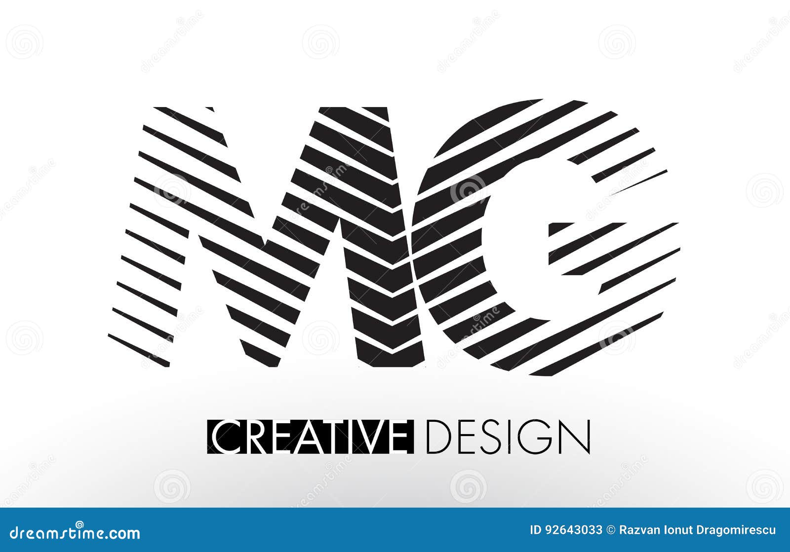 Mg M G Lines Letter Design With Creative Elegant Zebra Stock Vector Illustration Of Text