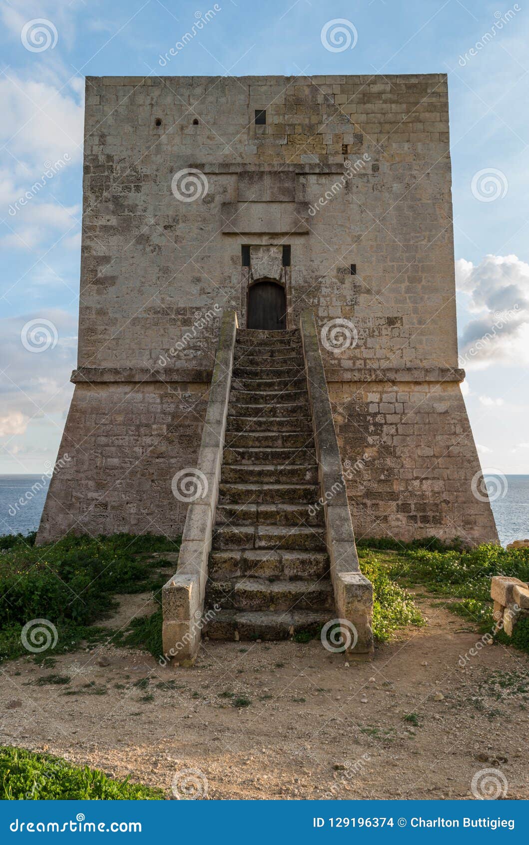 Mgarr Ix-Xini Bay Tower stock photo. Image of maltese - 129196374