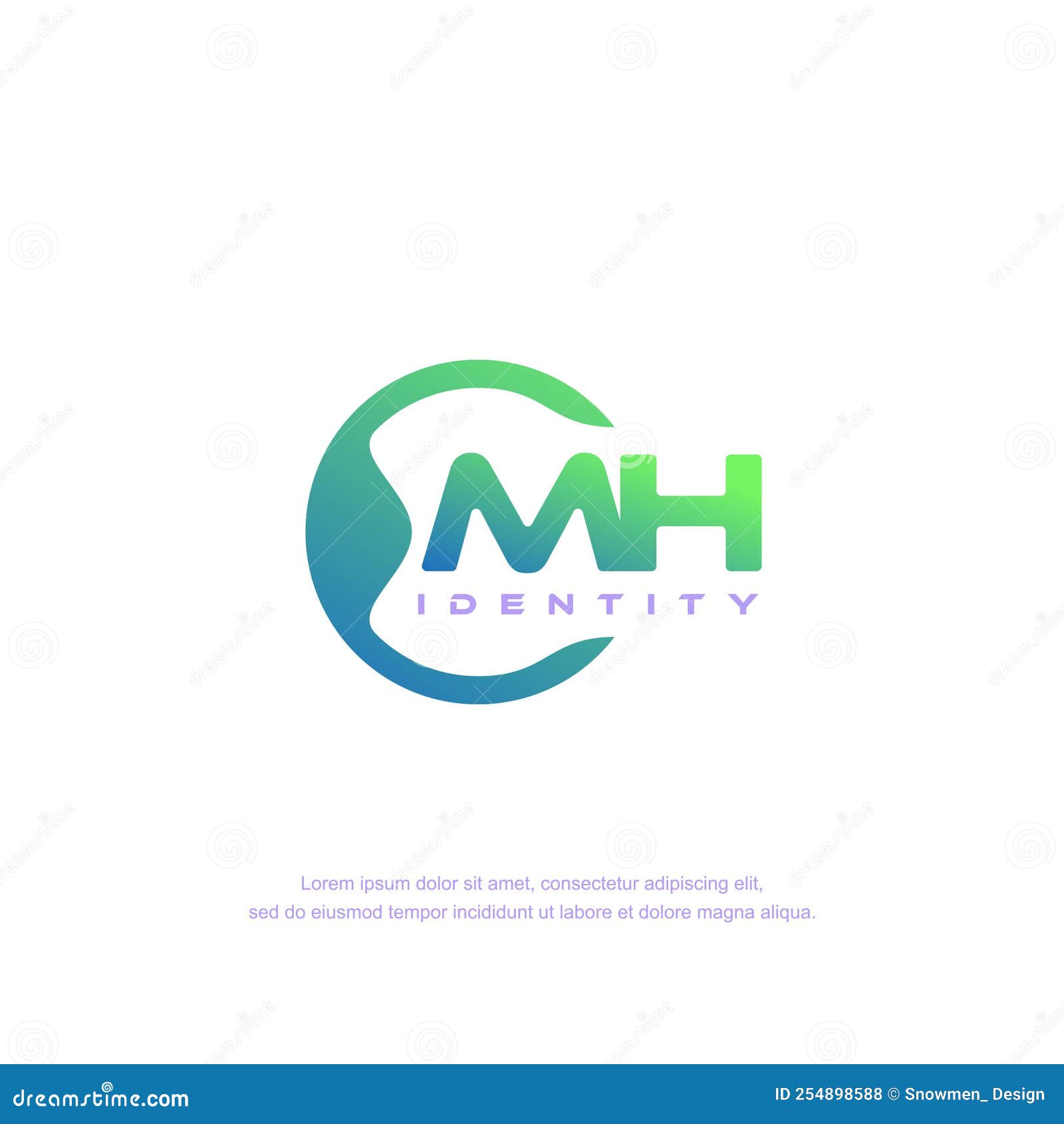 MH Initial Letter Circular Line Logo Template Vector with Gradient ...