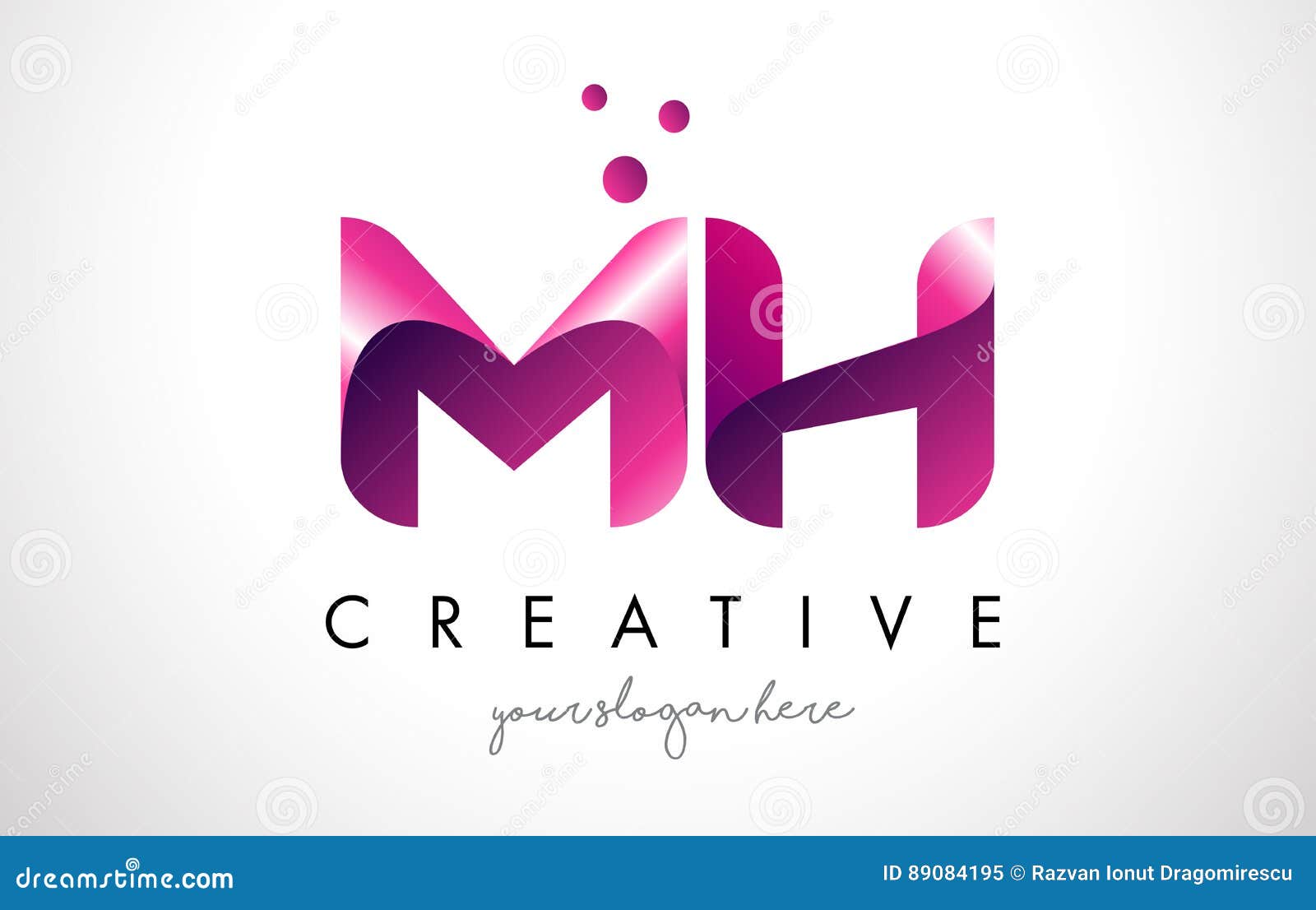 MH Letter Logo Design with Purple Colors and Dots Stock Vector ...