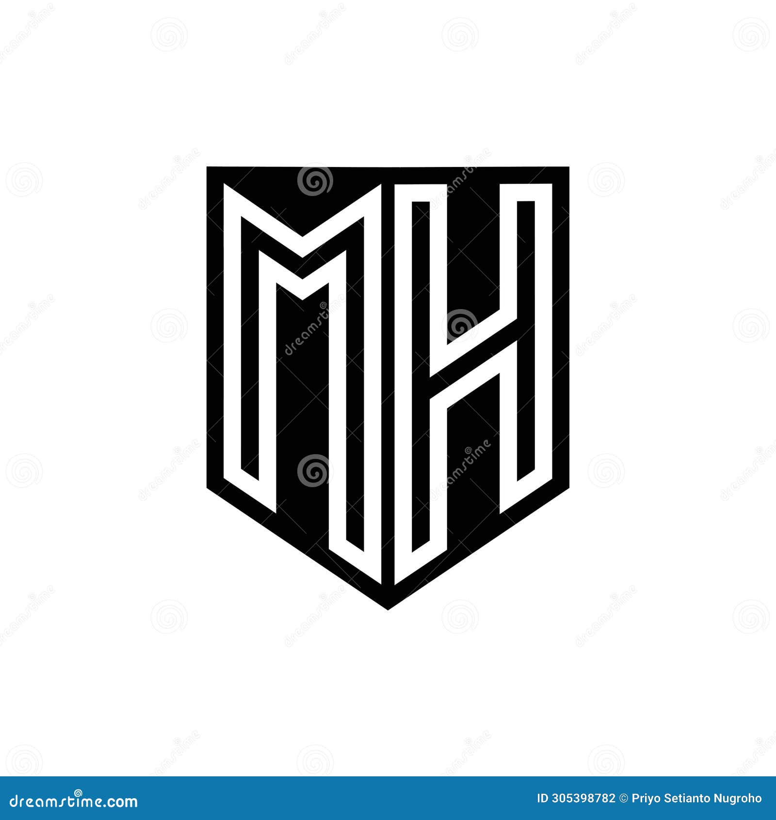 MH Logo Monogram Shield Geometric White Line Inside Black Shield Color ...