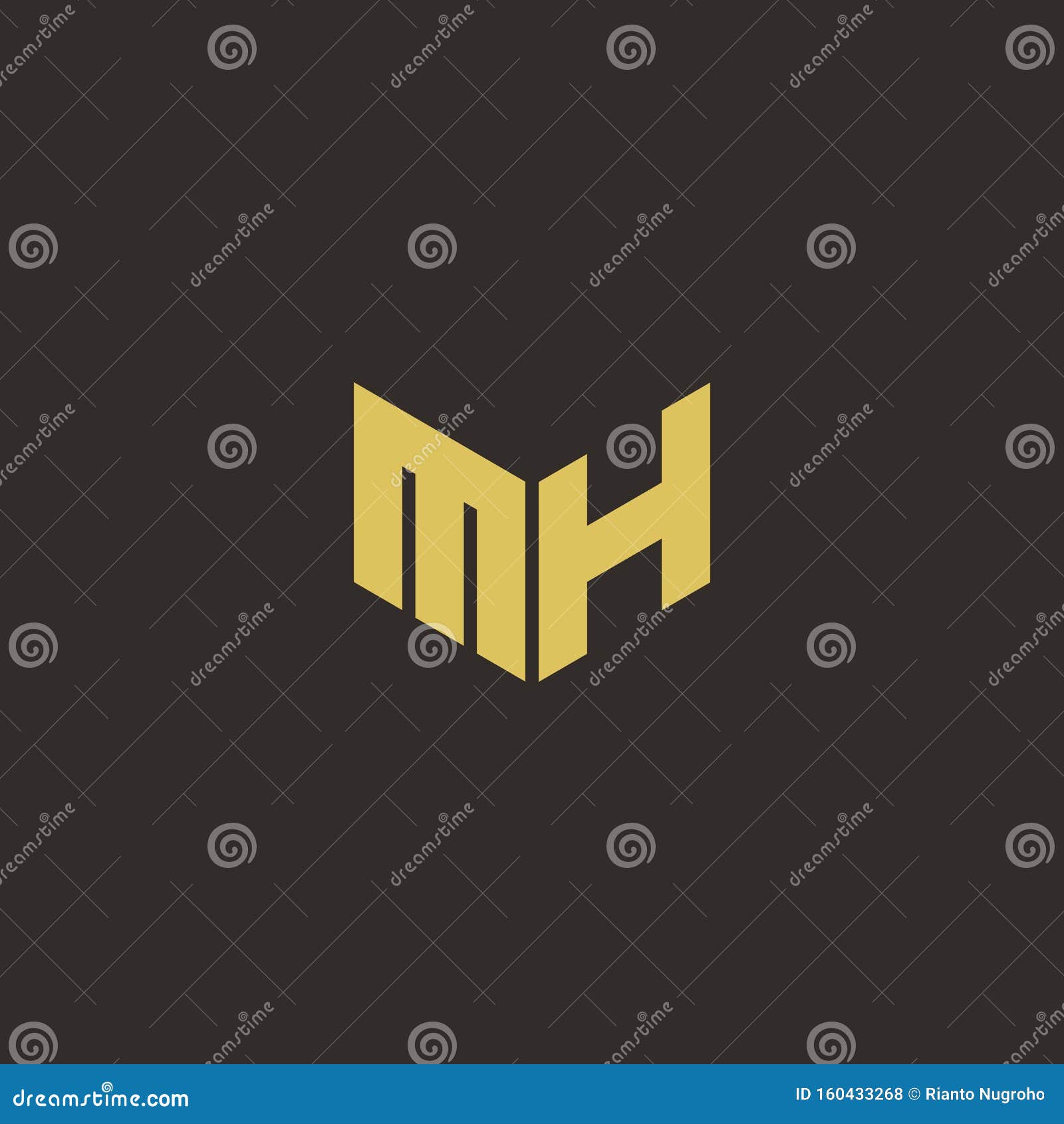 MH Logo Letter Initial Logo Designs Template with Gold and Black ...