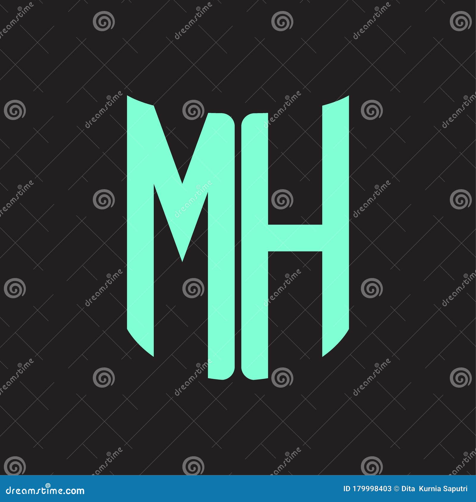 MH Logo Monogram with Ribbon Style Design Template Stock Vector ...