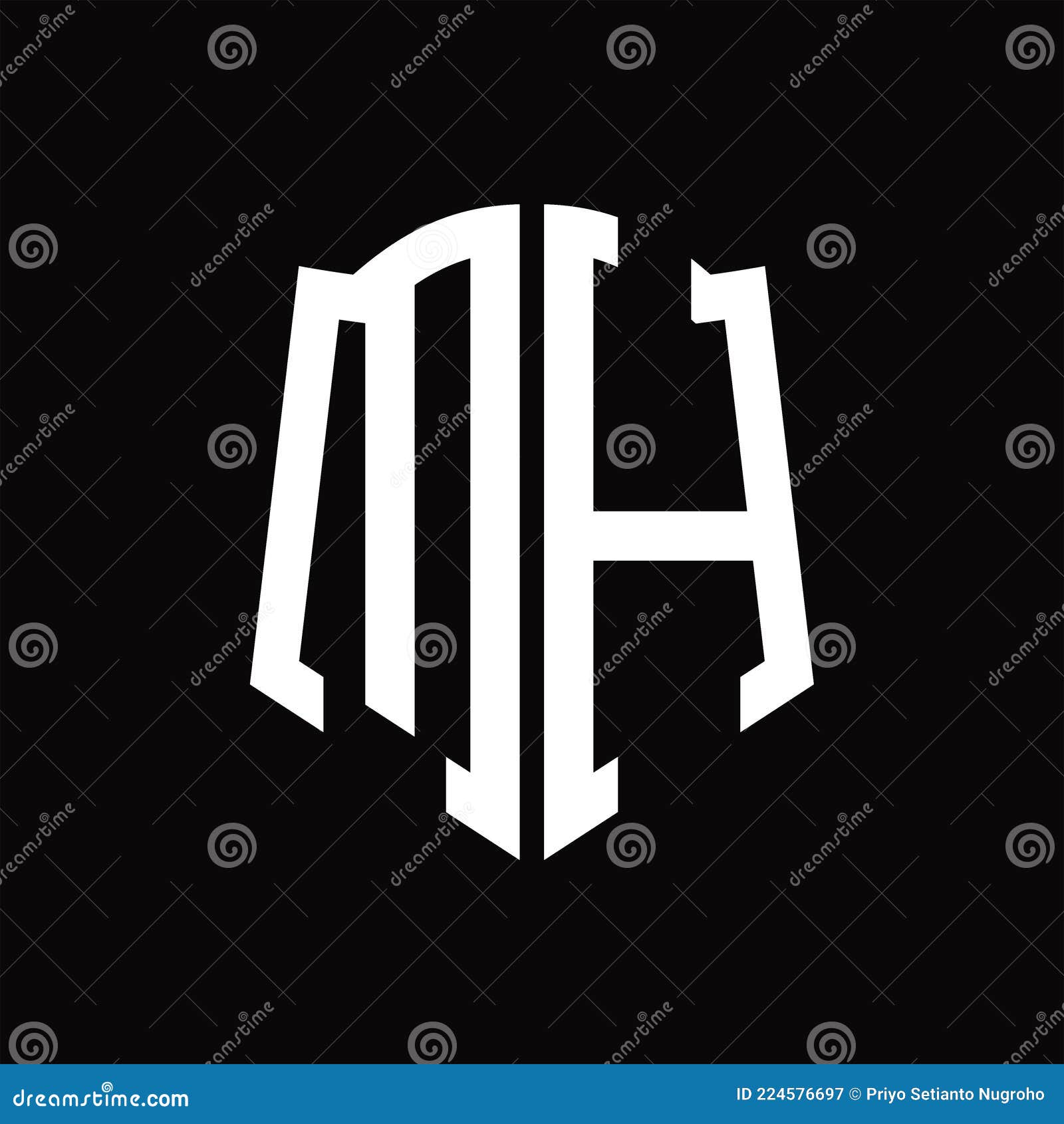 MH Logo Monogram with Shield Shape Ribbon Design Template Stock Vector ...
