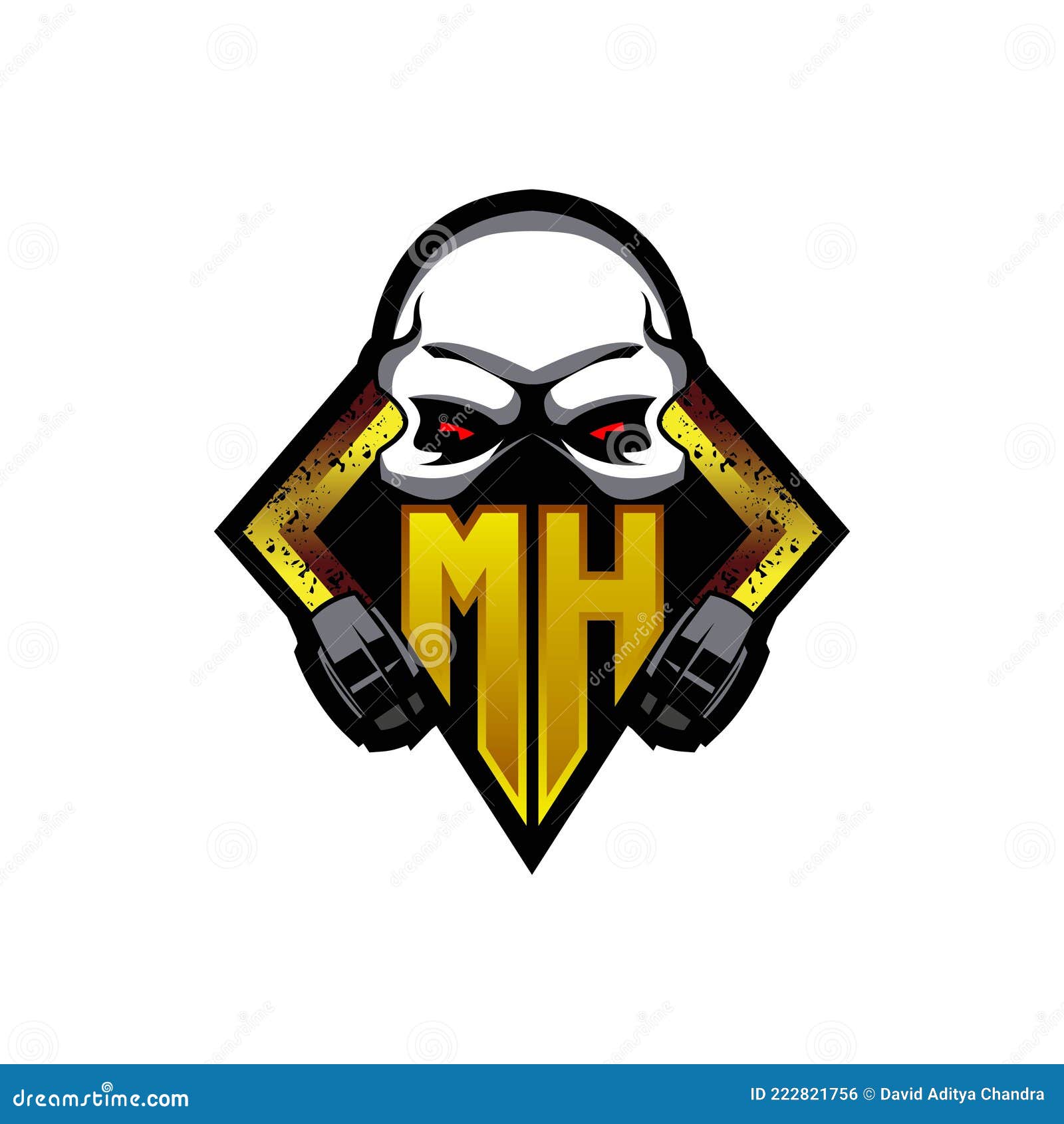 MH Logo Monogram with Skull Shape Designs Template Stock Vector ...