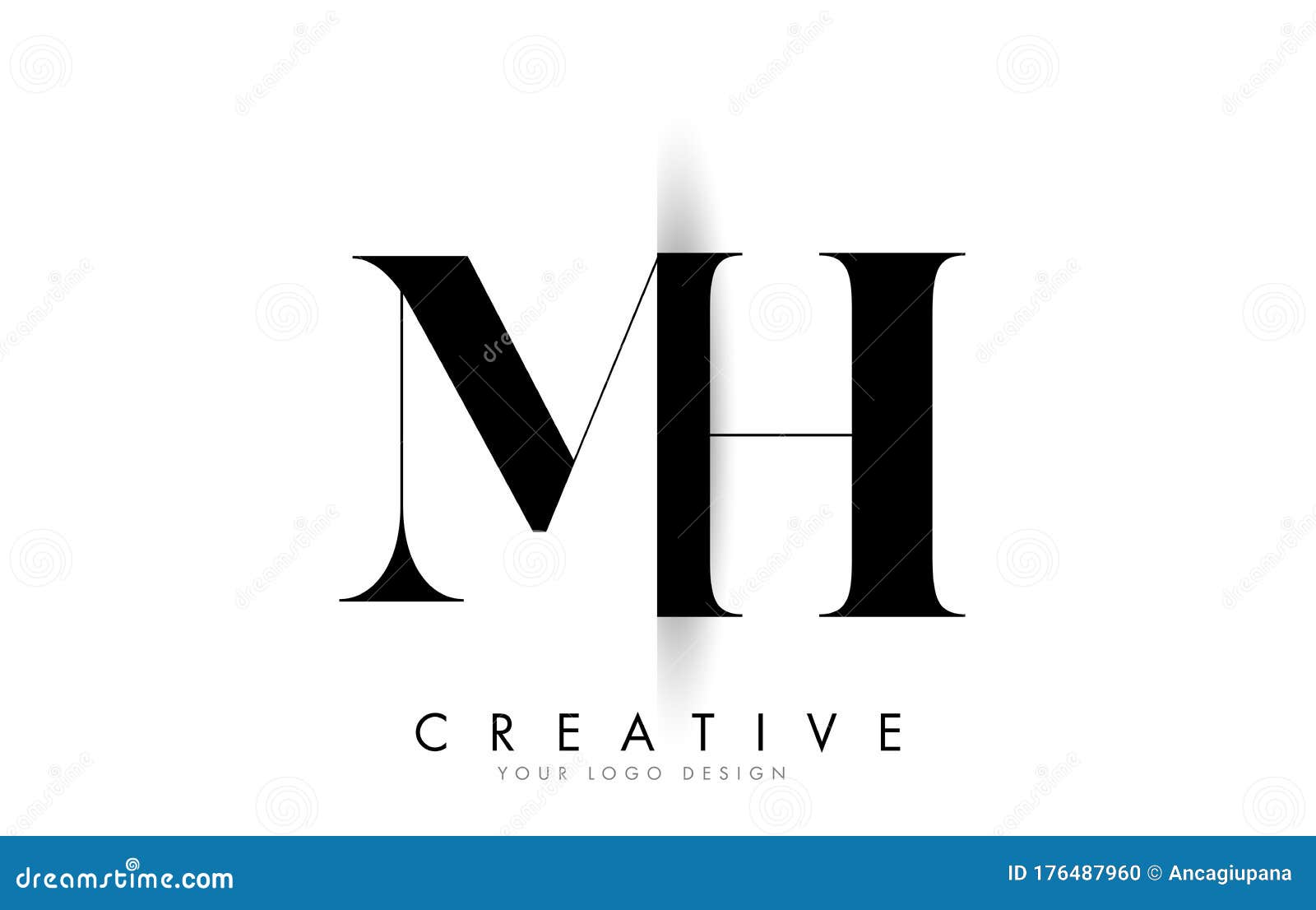 MH M H Letter Logo with Creative Shadow Cut Design Stock Vector ...