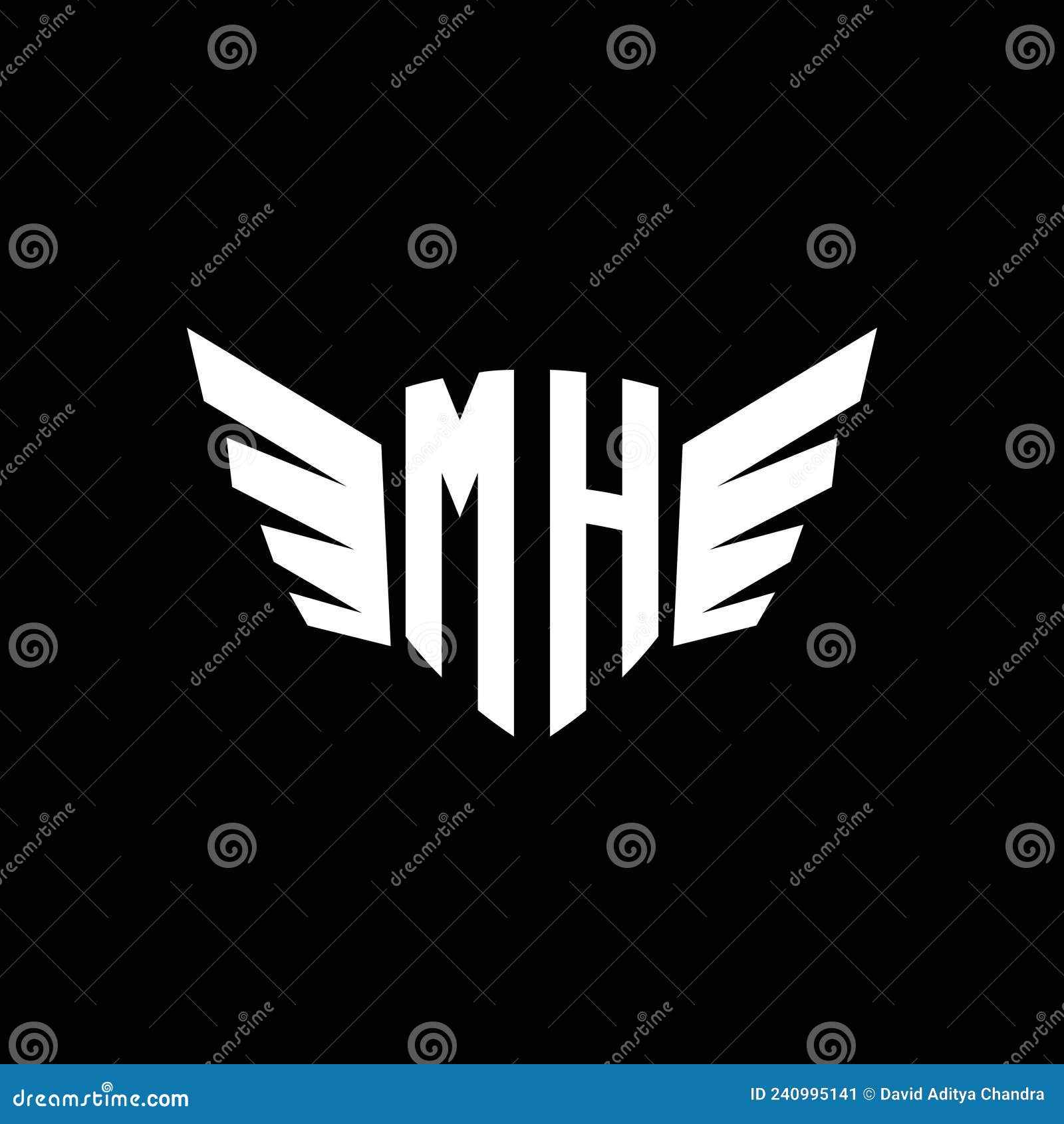 MH Monogram Wing Shape Style Stock Vector - Illustration of concept ...