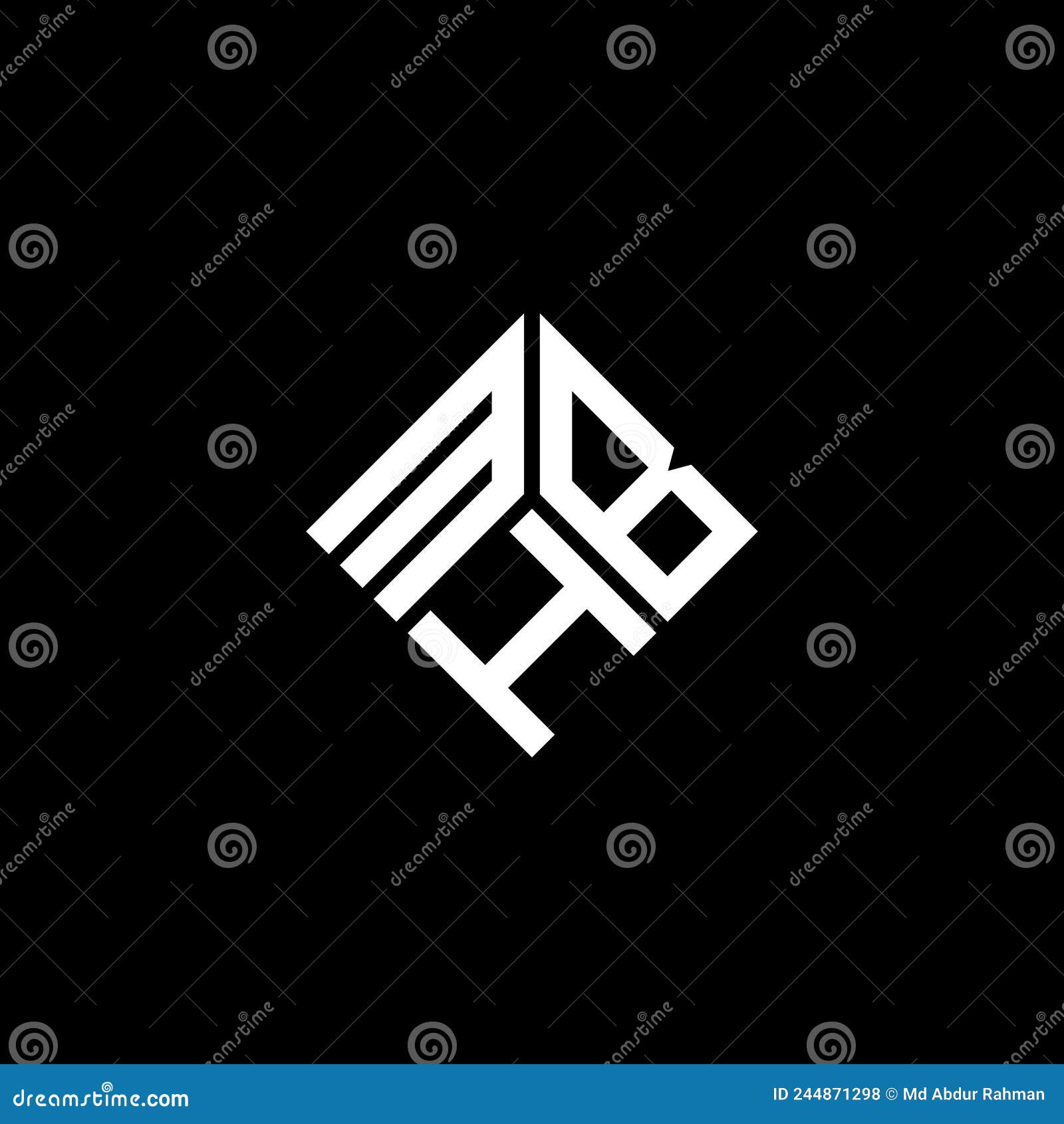 MHB Letter Logo Design on Black Background. MHB Creative Initials ...