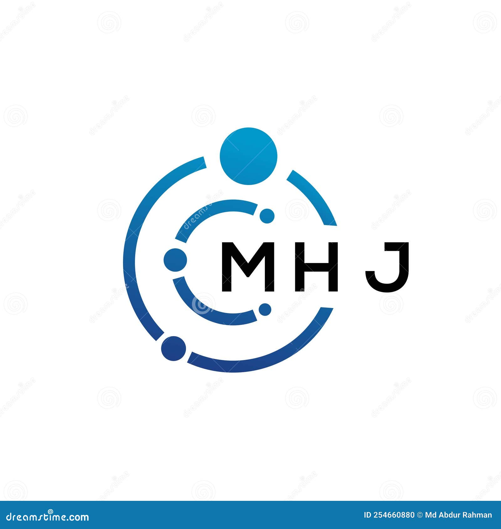 MHJ Letter Technology Logo Design on White Background. MHJ Creative ...