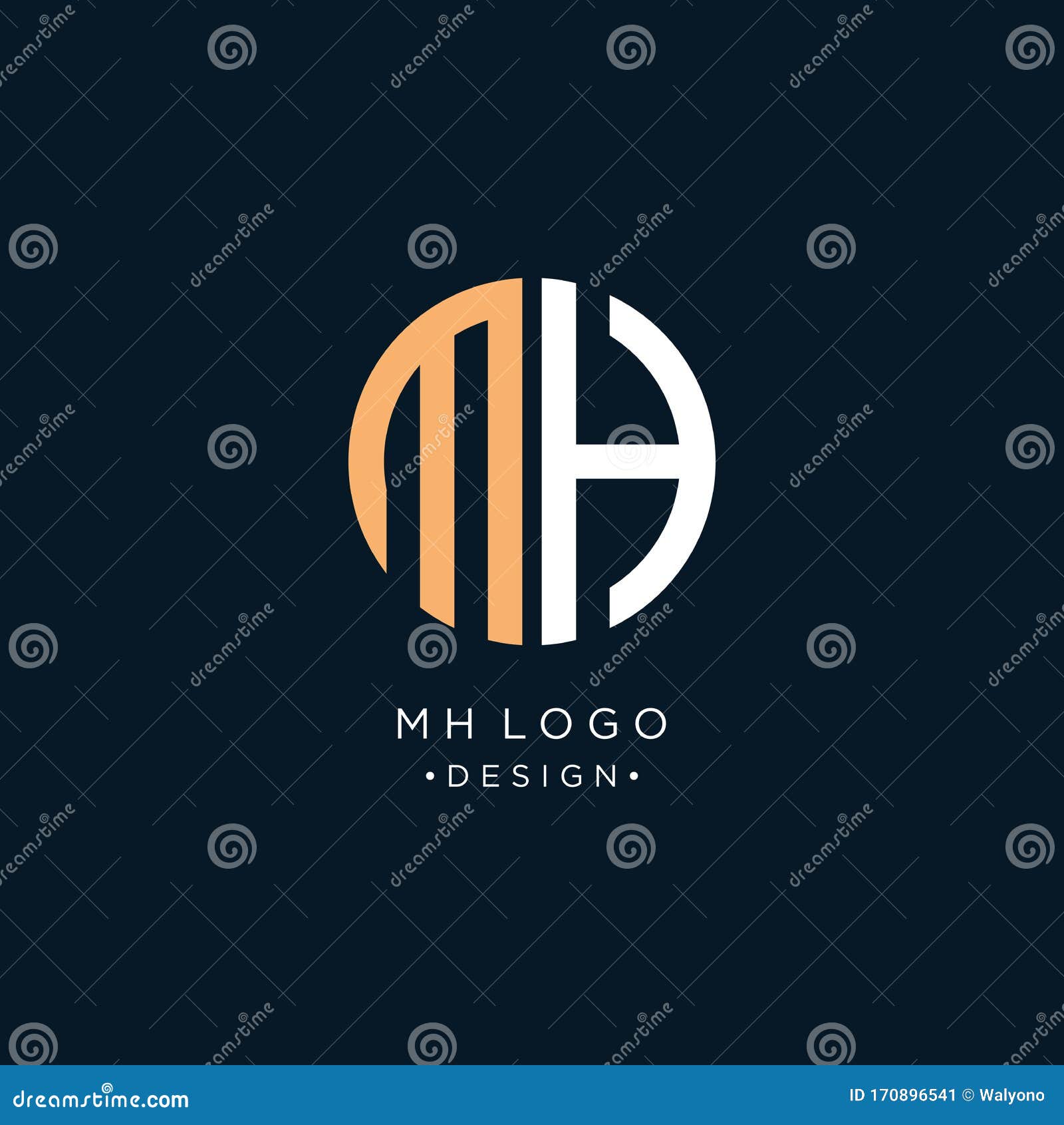 MHz Circle Initial Logo Design Med Sans Serif Font Vector Illustration ...