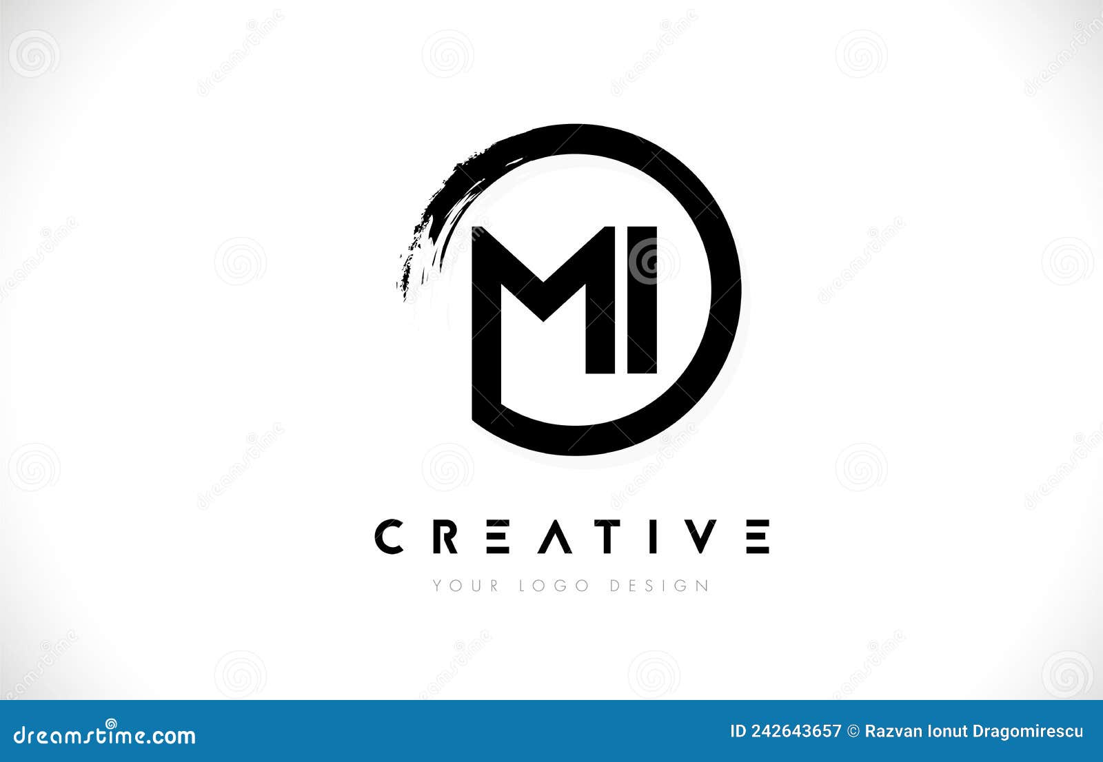 MI Letter Logo with Circle Brush Design and White Background Stock ...
