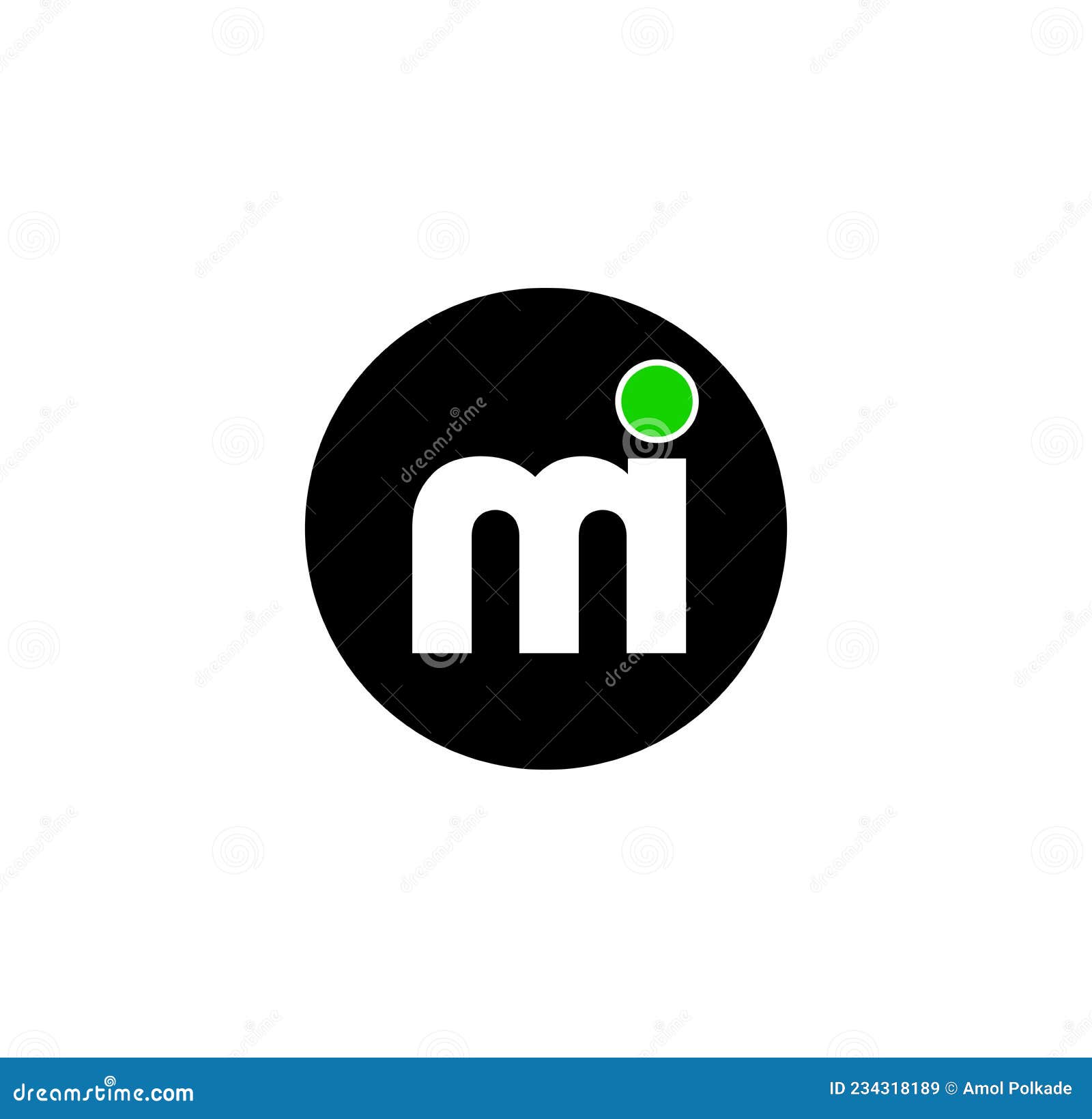 `MI` Company Name Initial Letters Monogram with Green Dot. MI Company ...