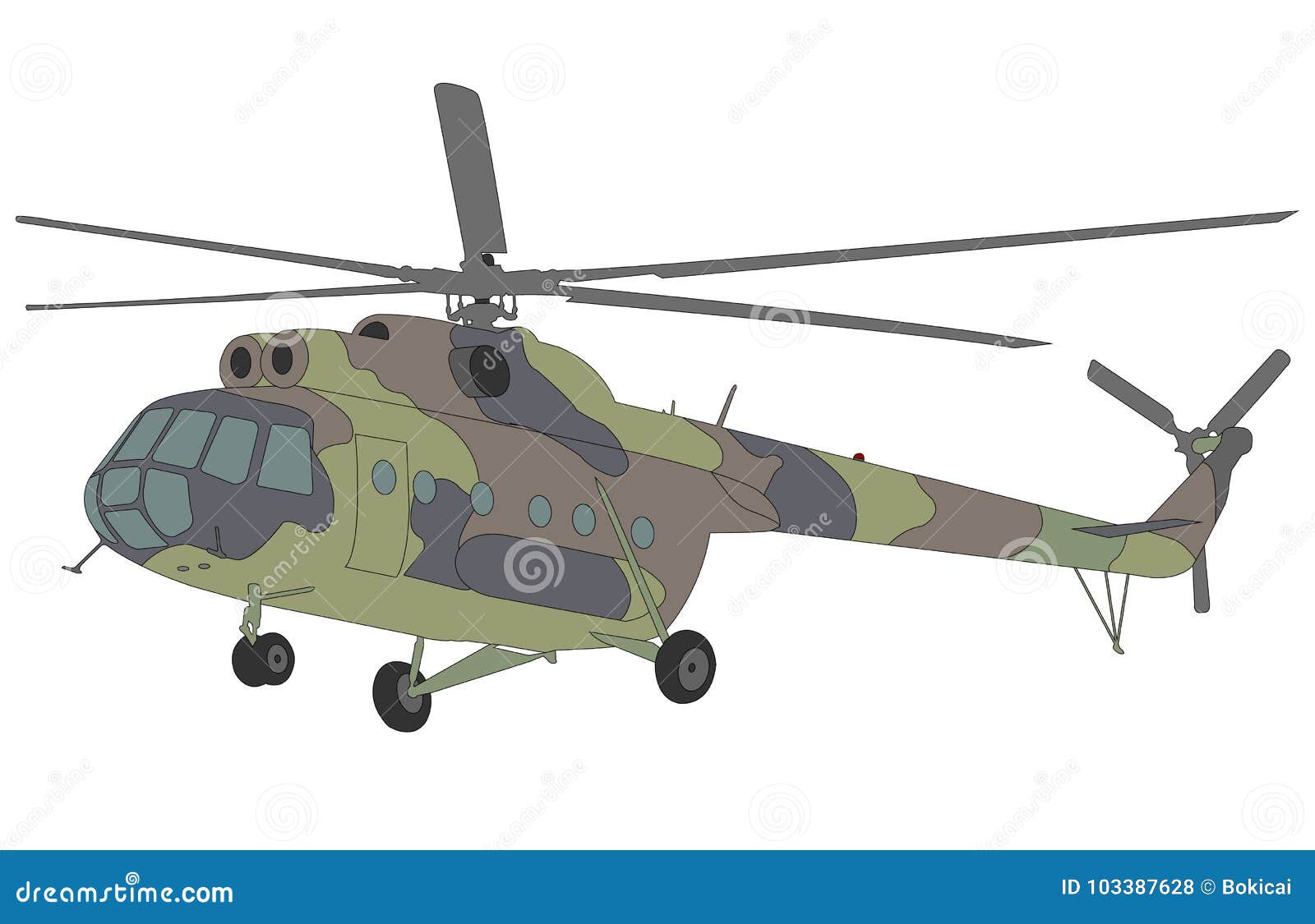 Mi-8 Helicopter Illustration Stock Vector - Illustration of russian ...