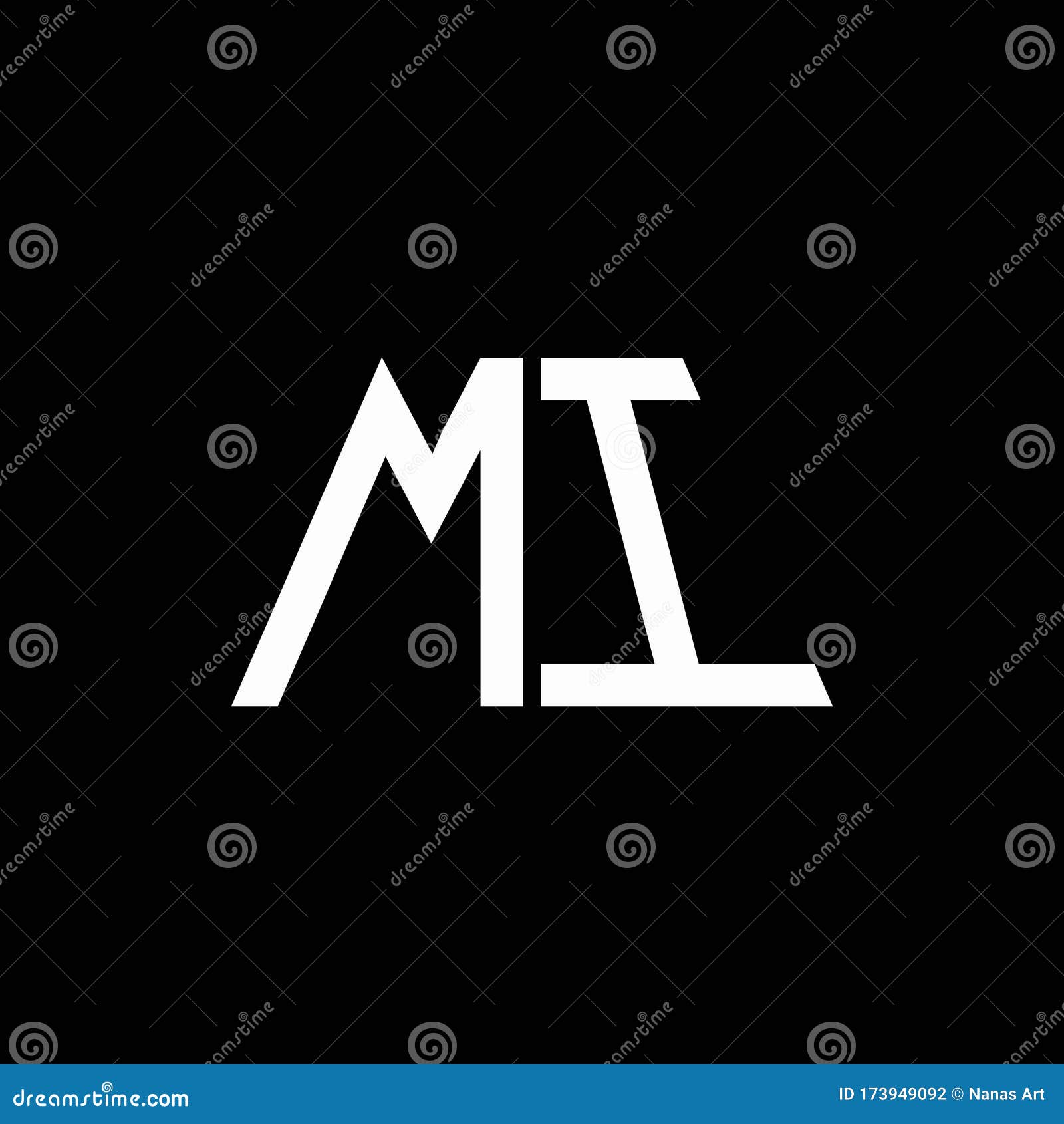 MI Logo Abstract Monogram Isolated on Black Background Stock Vector ...