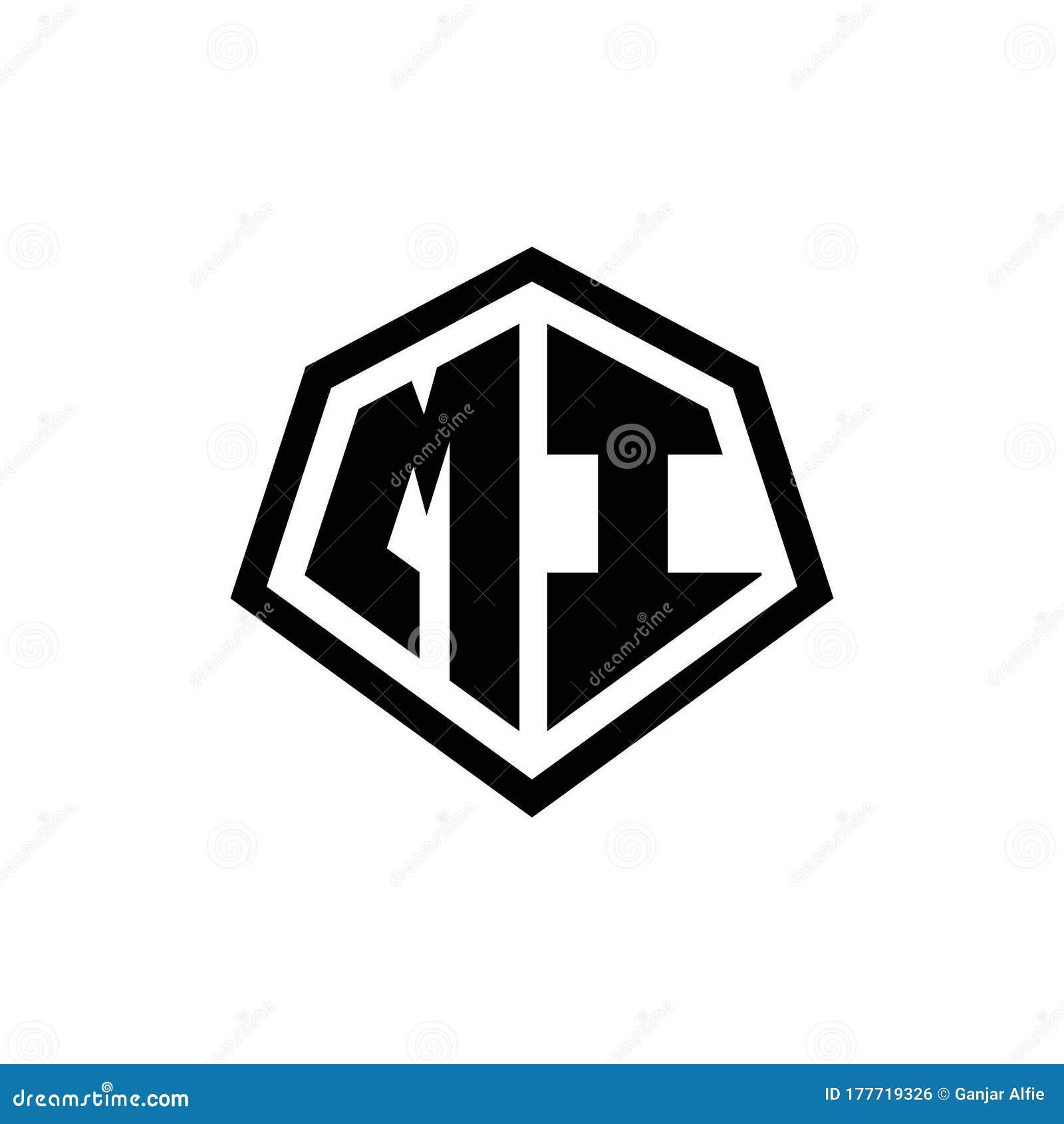 MI Monogram Logo with Hexagon Shape and Line Rounded Style Design ...