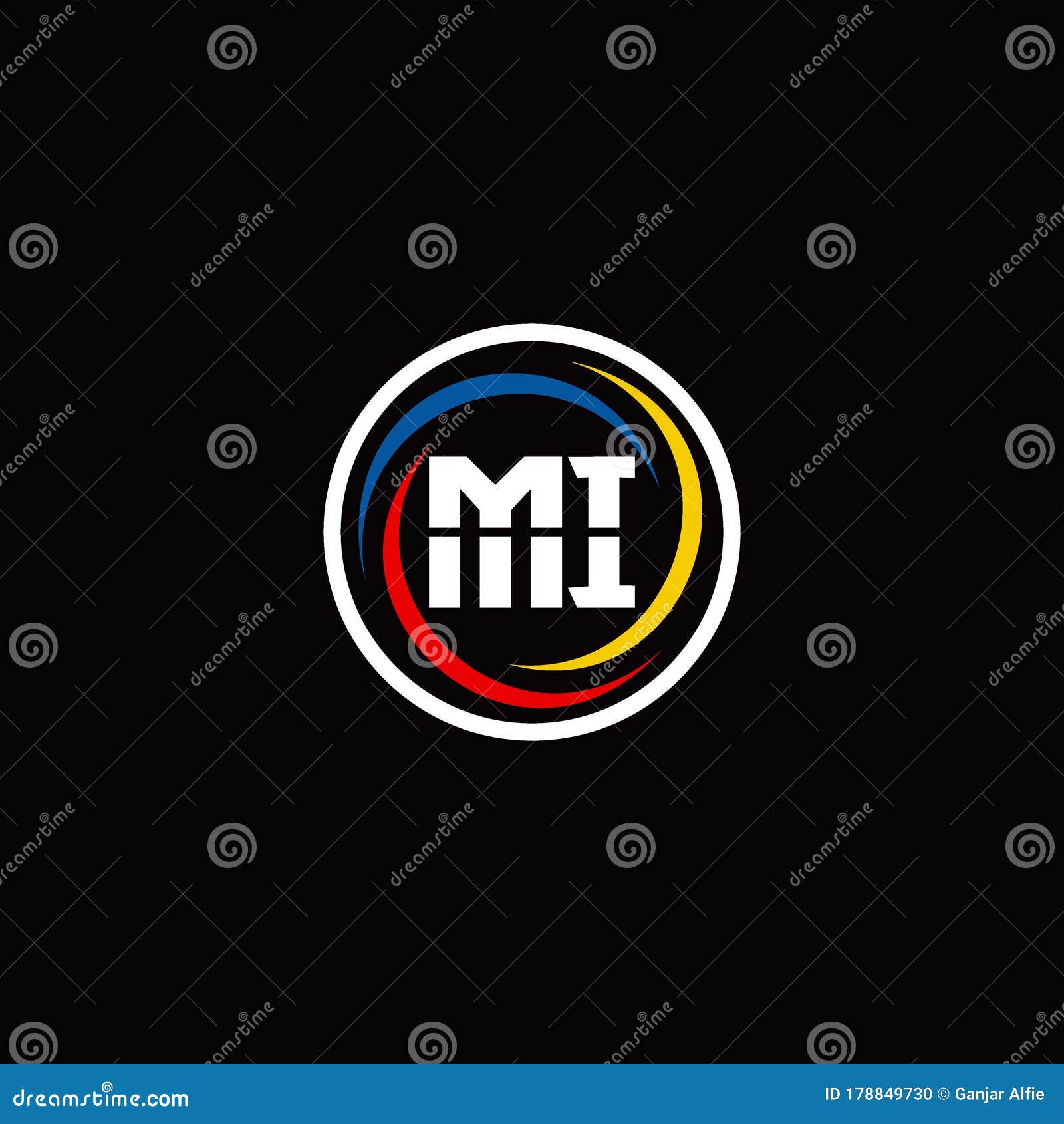MI Monogram Logo Isolated on Circle Shape with 3 Slash Colors Rounded ...