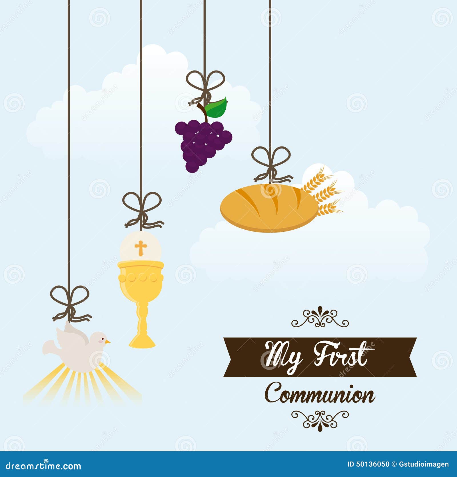 Mi primera comunión ilustración del vector. Ilustración de guirnalda ...