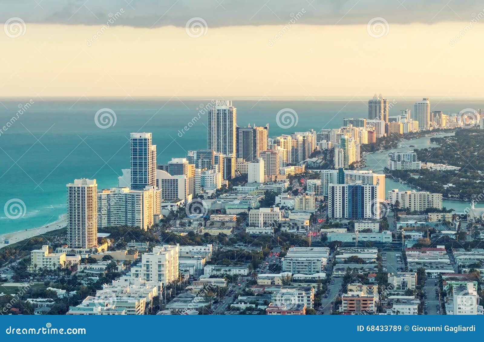 Miami Beach Aerial View, Florida Stock Image - Image of panoramic ...