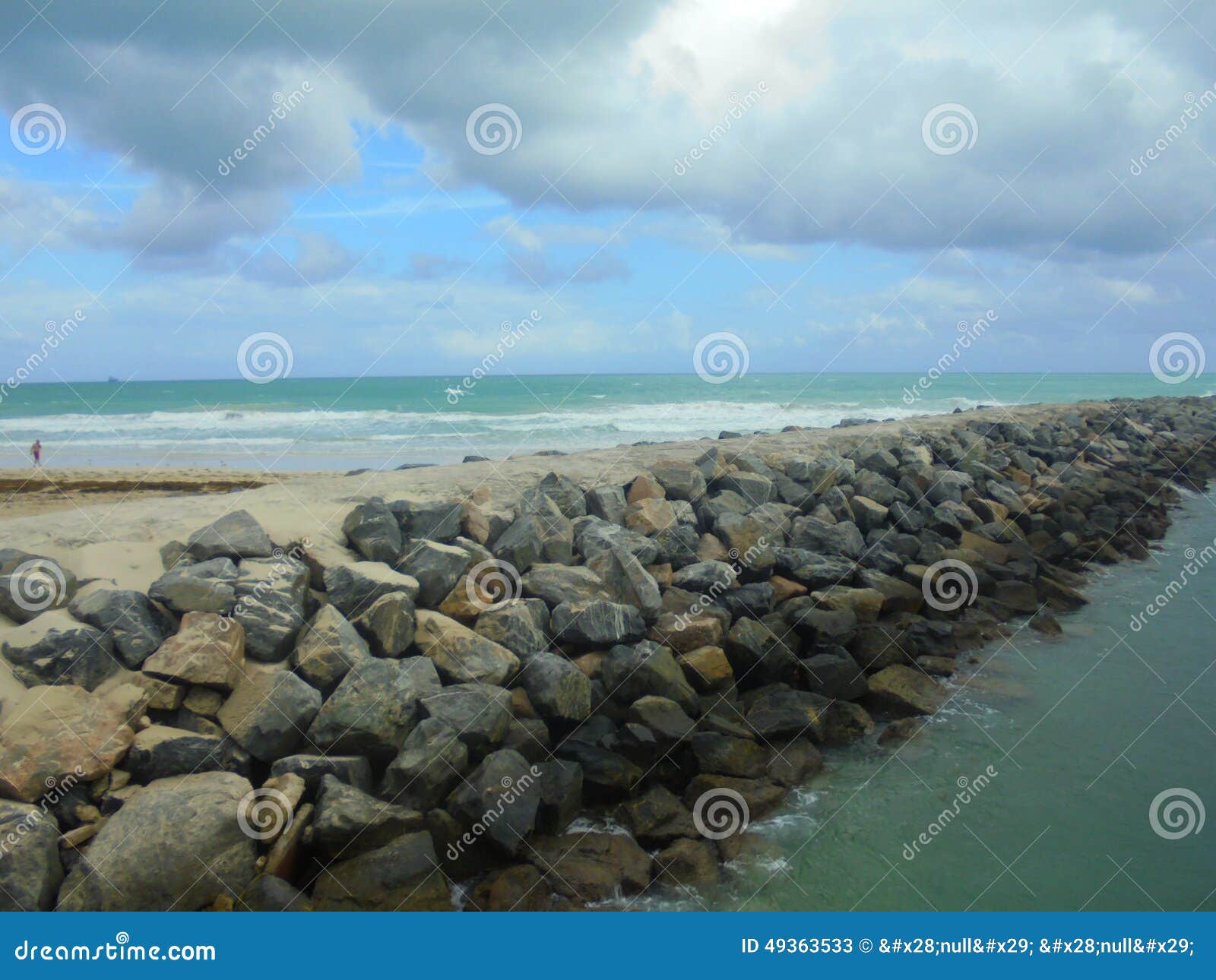 Miami Beach Breakwall stock image. Image of beach, breakwall - 49363533