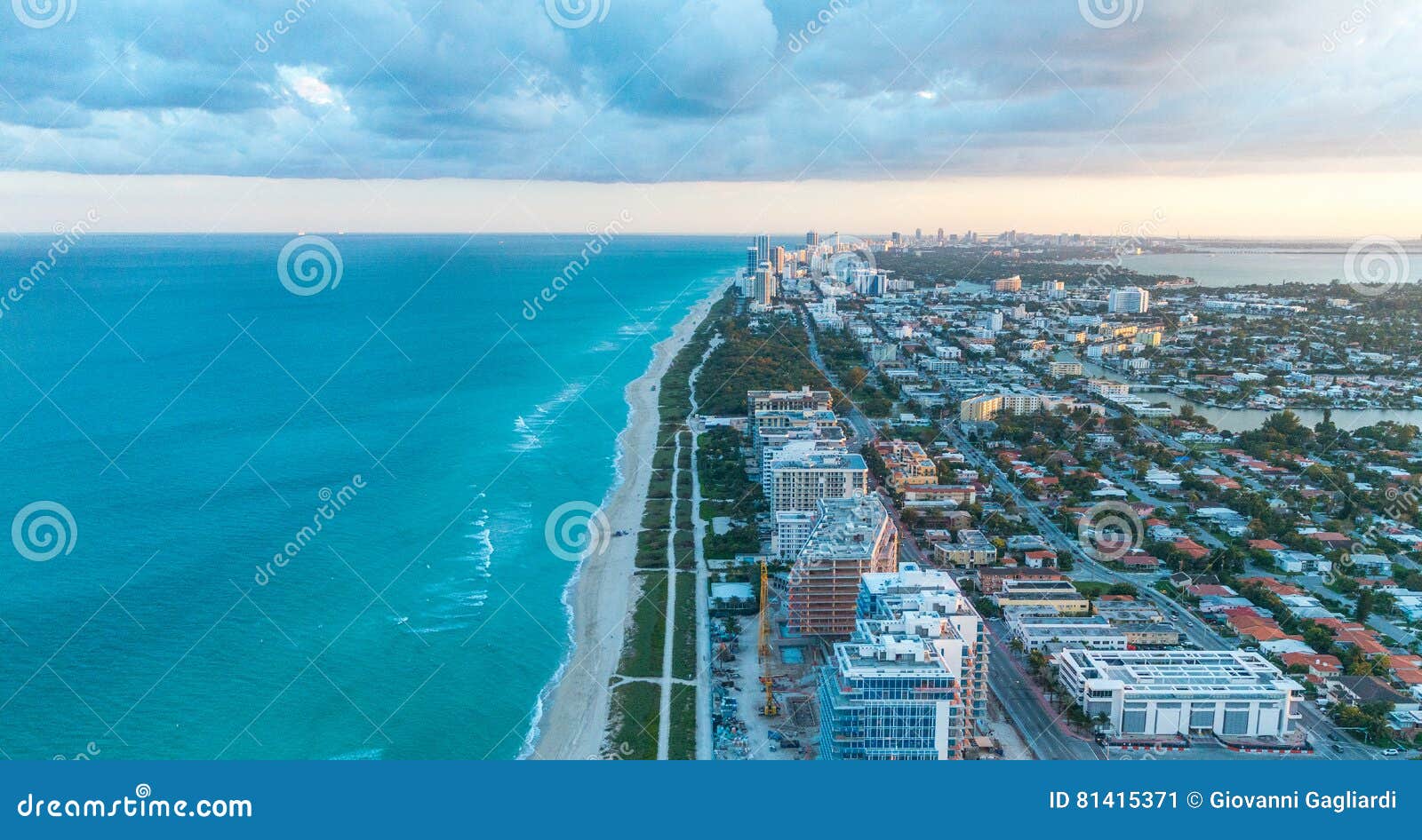 Miami Beach Coastline, Aerial View Stock Image - Image of building ...