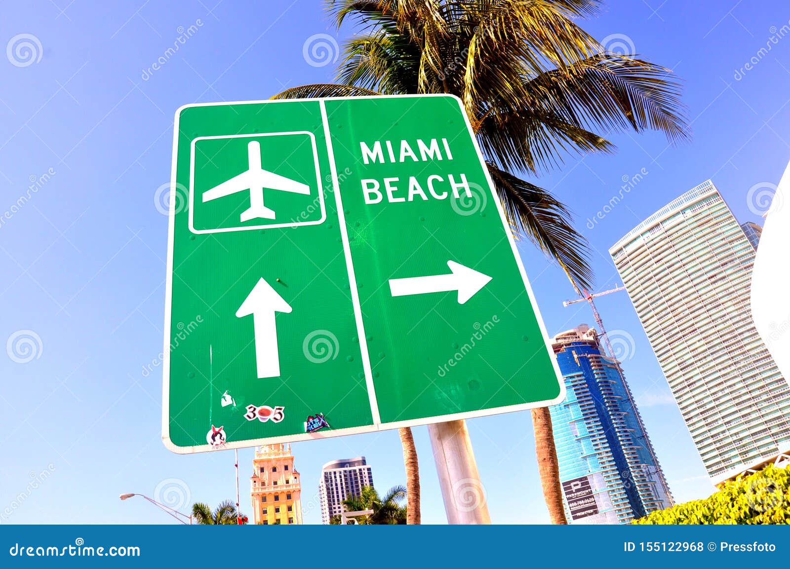 Miami Beach direction sign editorial stock photo. Image of entrance ...